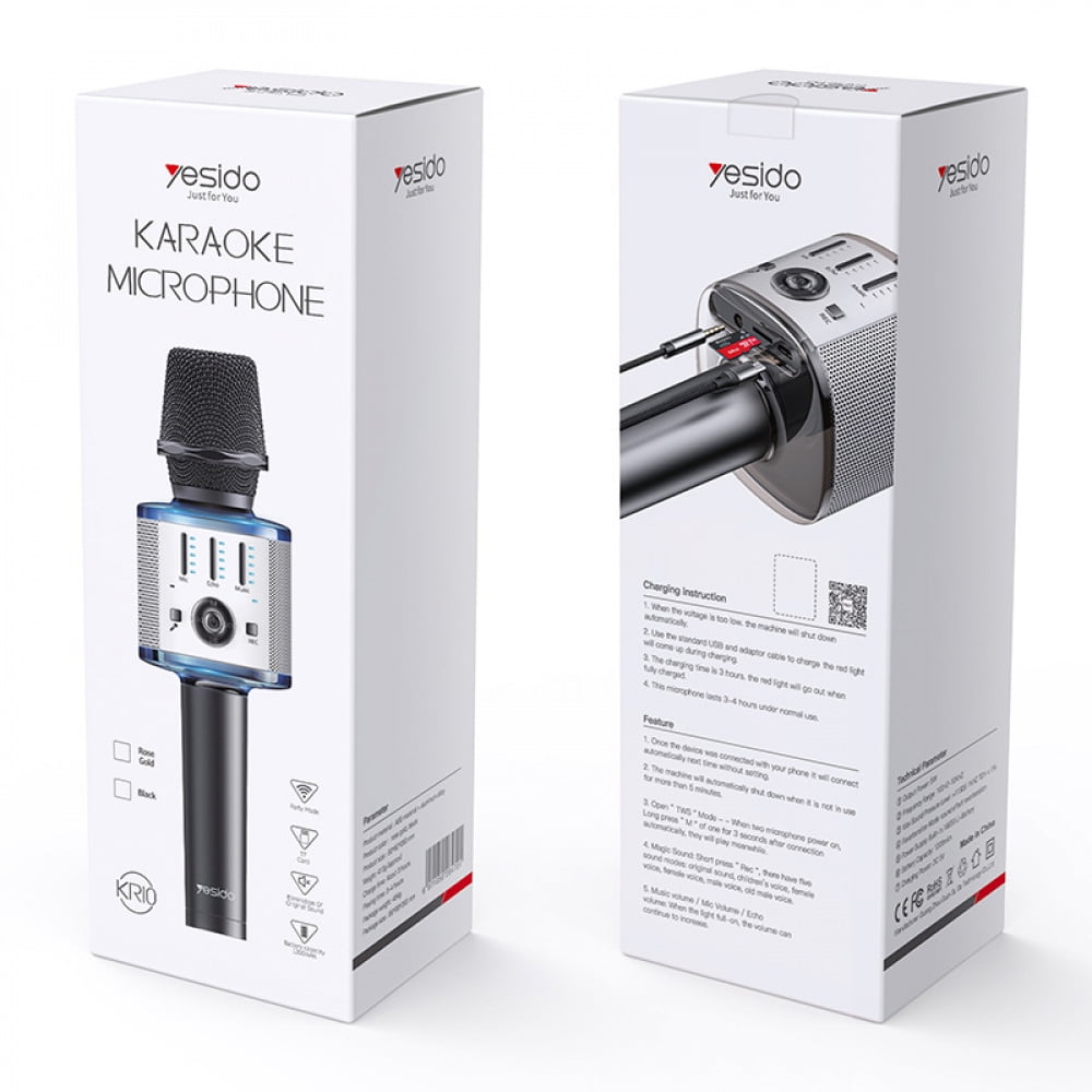 Yesido Karaoke Microphone, Portable Wireless Bluetooth Karaoke ...