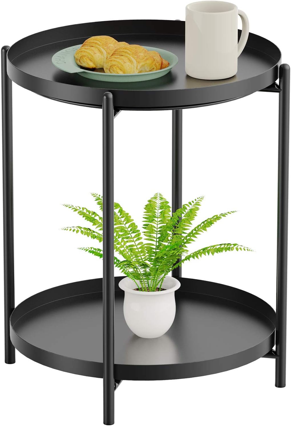 Yesker Side Table, End Table Metal Small Table Indoor Outdoor & Snack ...
