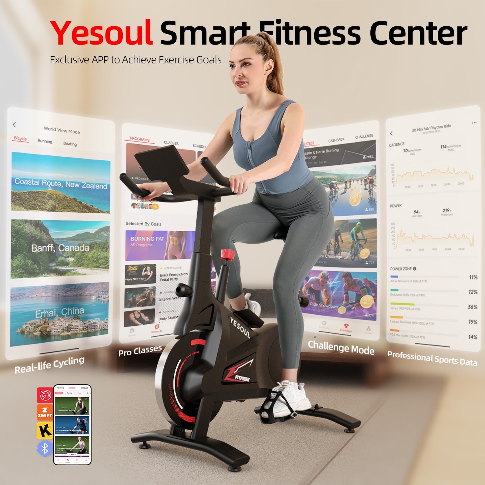 Yesoul A6EV Exercise Bike Self Powered Exercise Bike with Exclusive ...