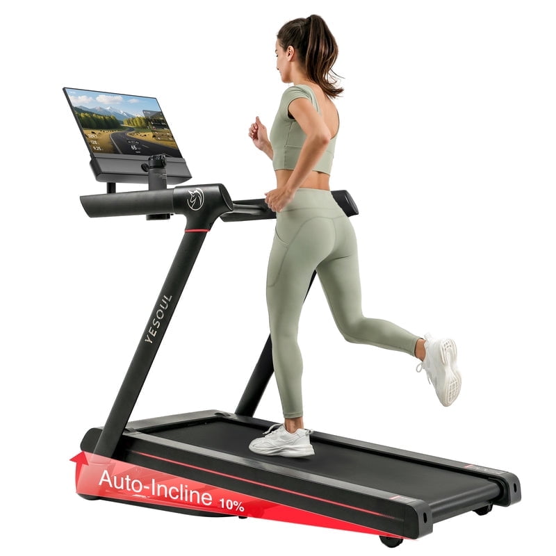Yesoul T3S Plus 10% Auto-Incline Treadmill with Screen,Home Aerobic ...