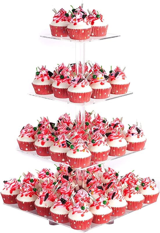 YestBuy 4 Tier Acrylic Cupcake Stand, Premium Cupcake Holder, Acrylic ...