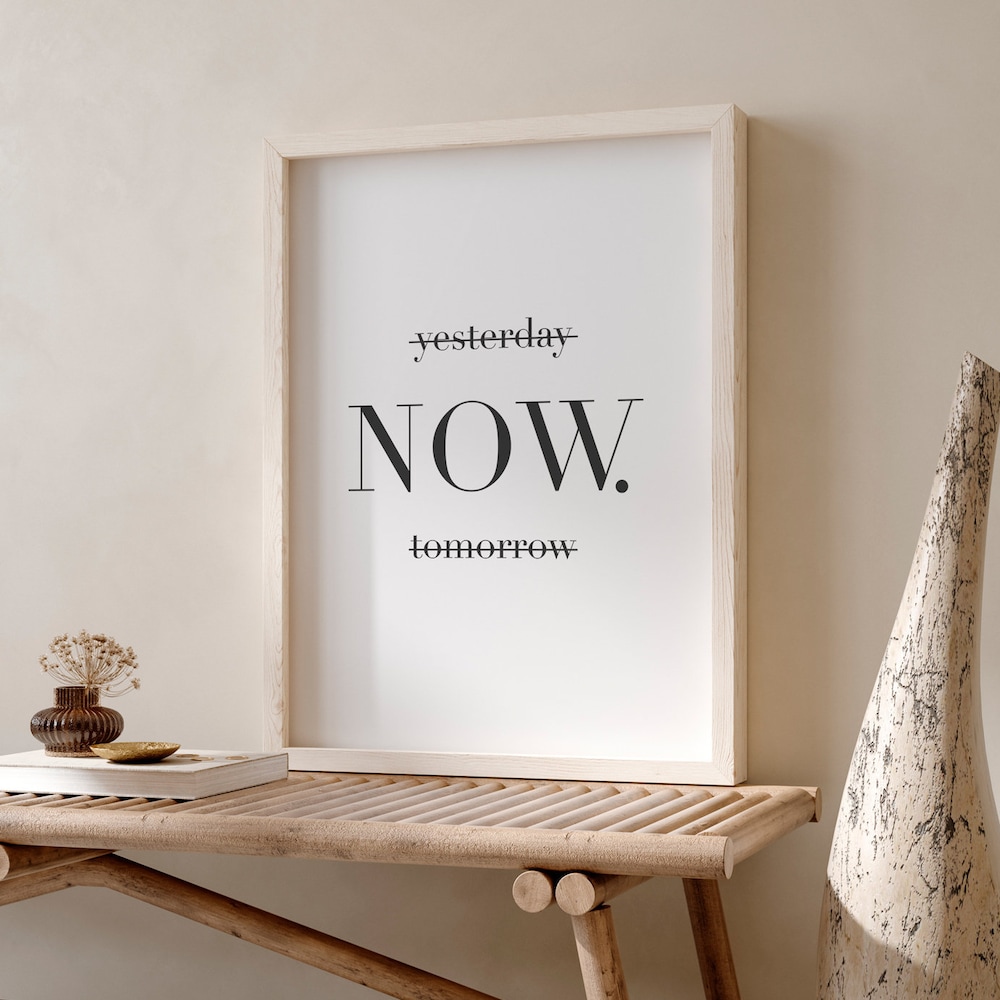 Yesterday Now Tomorrow Print, Office Wall Decor, Poster, Black And ...