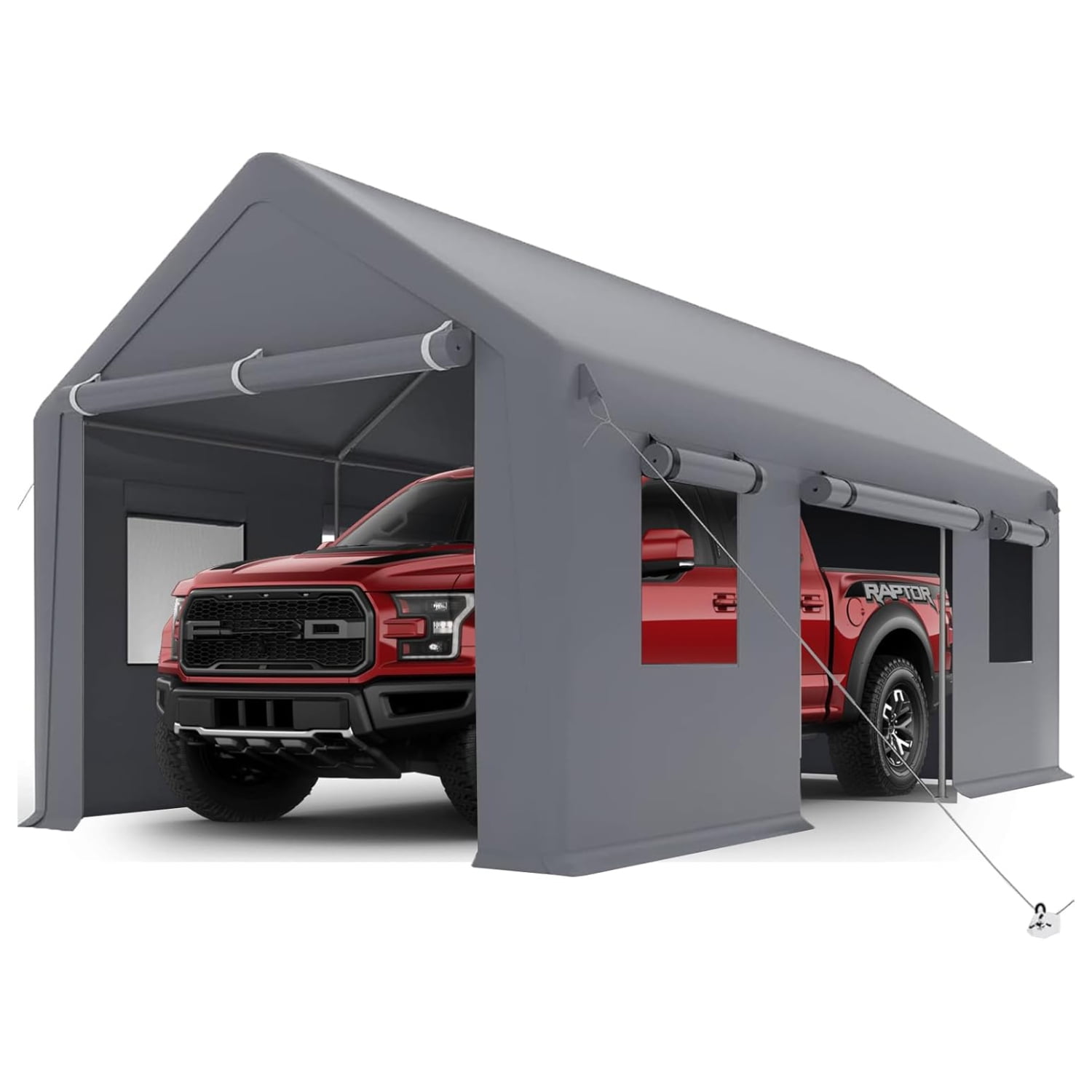 Yesurprise 13x25 FT Heavy Duty Carport with Roll-up Windows, Removable ...