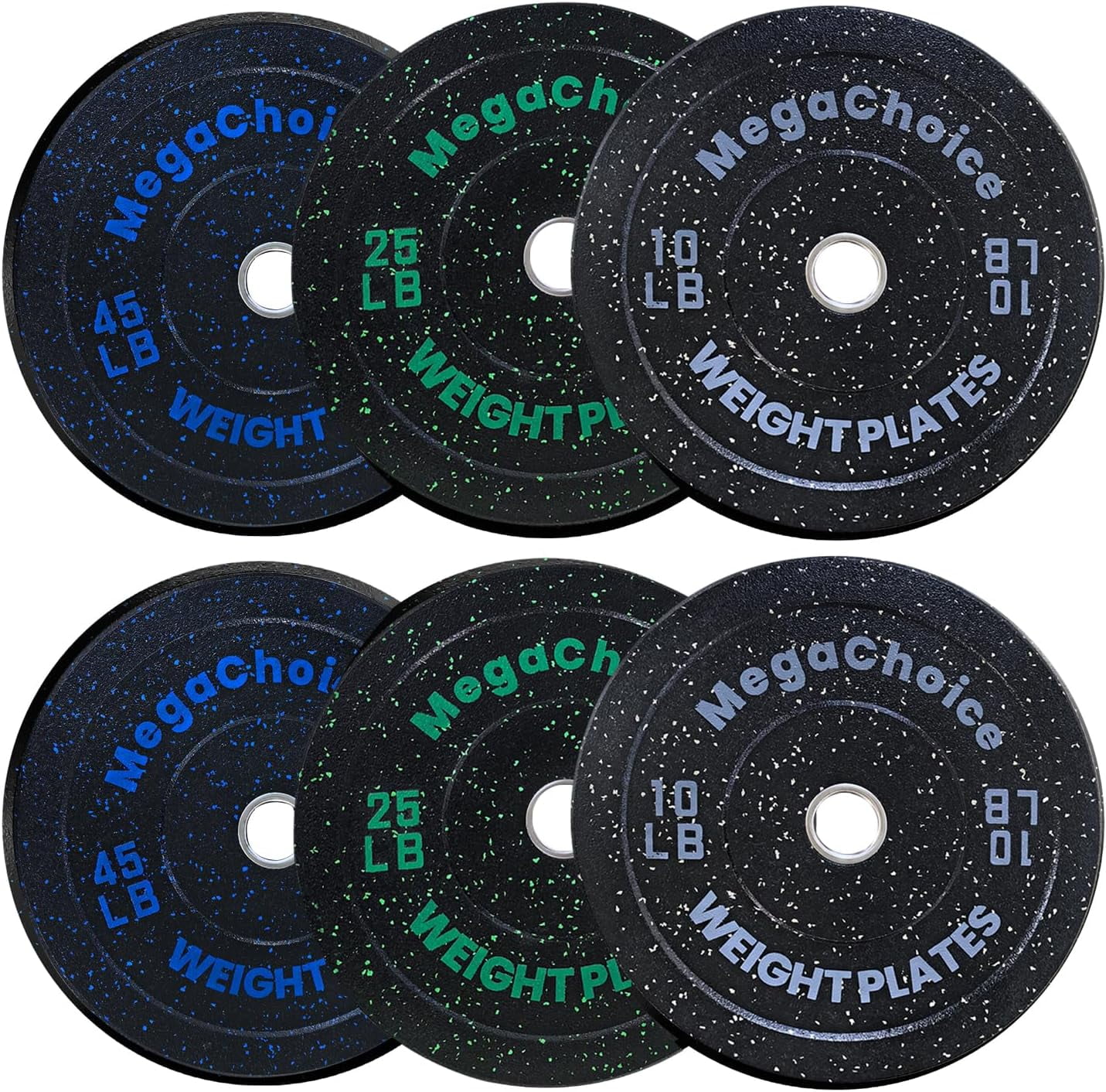Yesurprise 160LBS Bumper Plate Set (2*10LBS+2*25LBS+2*45LBS), 2 Inch ...