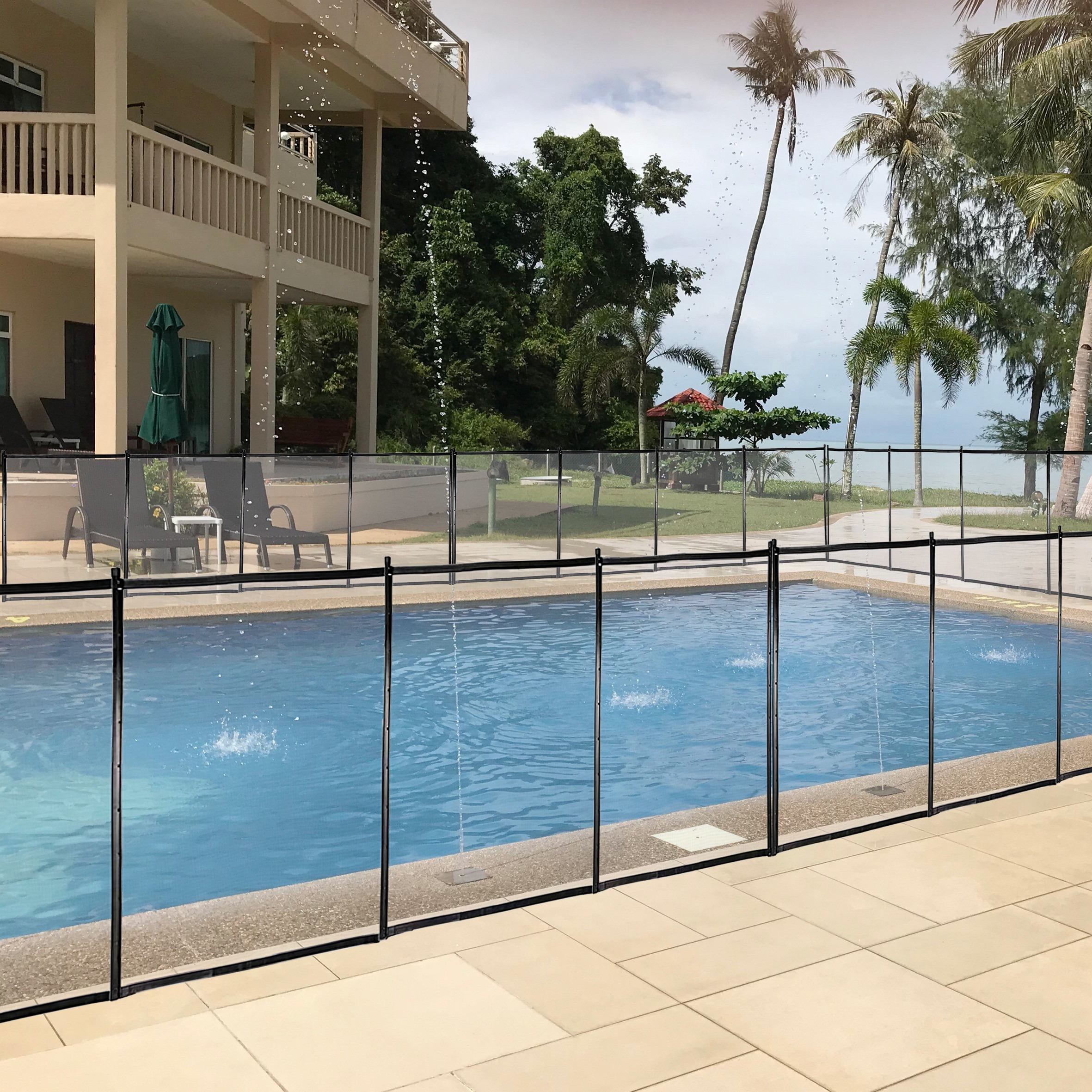 Yesurprise 24x4FT Portable Pool Fence, Outdoor Pool Fence with Section ...