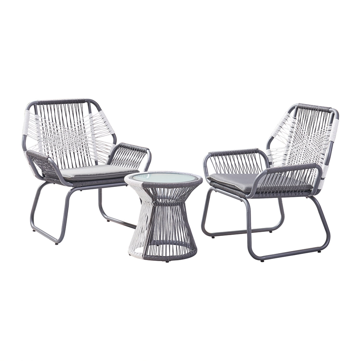 Yesurprise 3 Piece Outdoor Chairs Set, Woven Rope Club Chairs, Patio ...