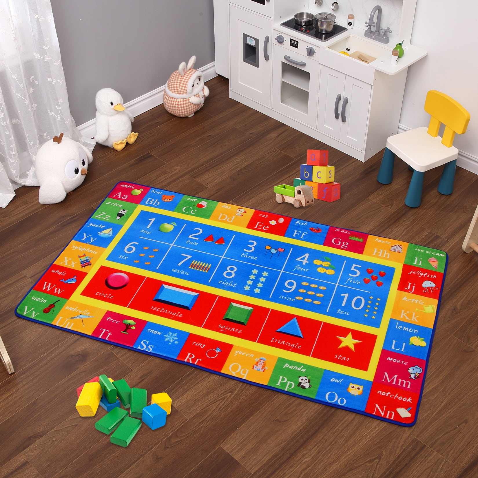 Yesurprise 3x5ft ABC Numbers and Shapes Area Rugs - Educational ...