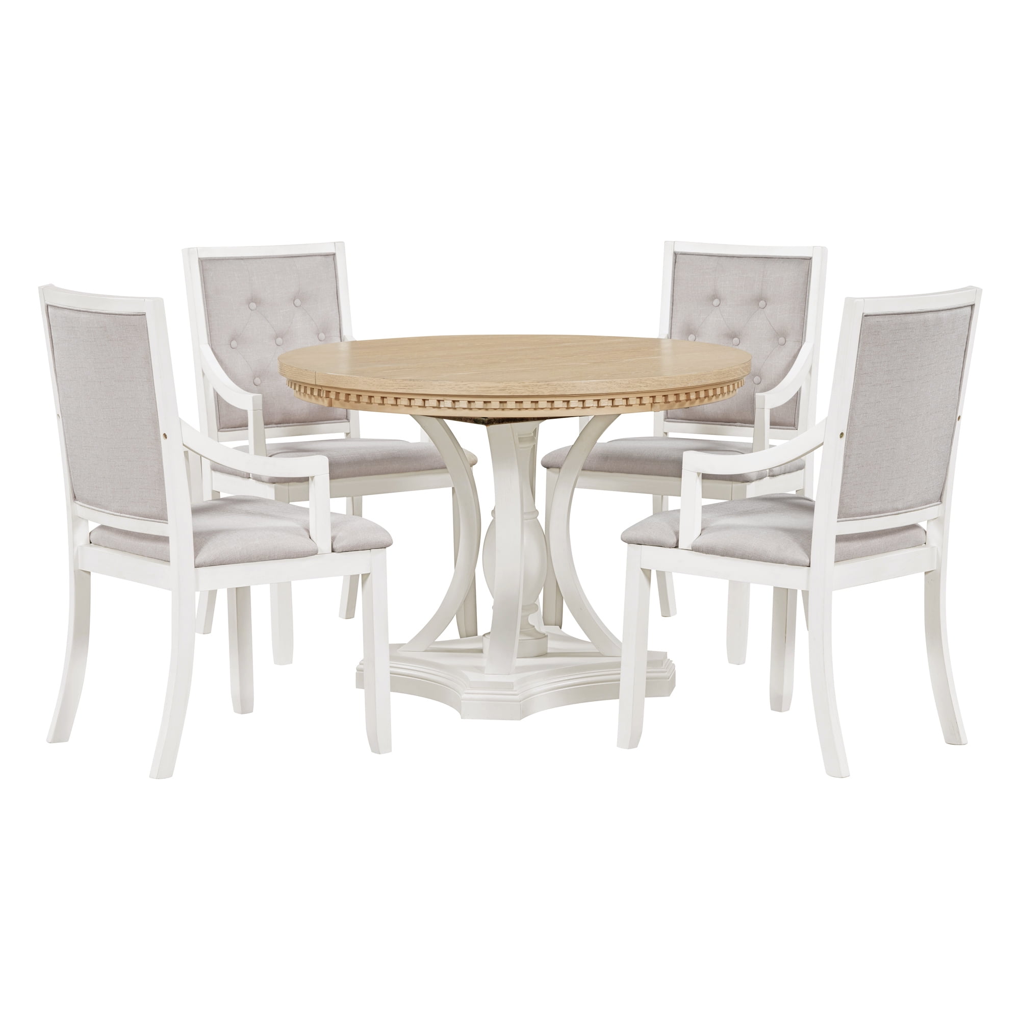Yesurprise 5-Piece Counter Height Dining Round Extendable Table Set ...
