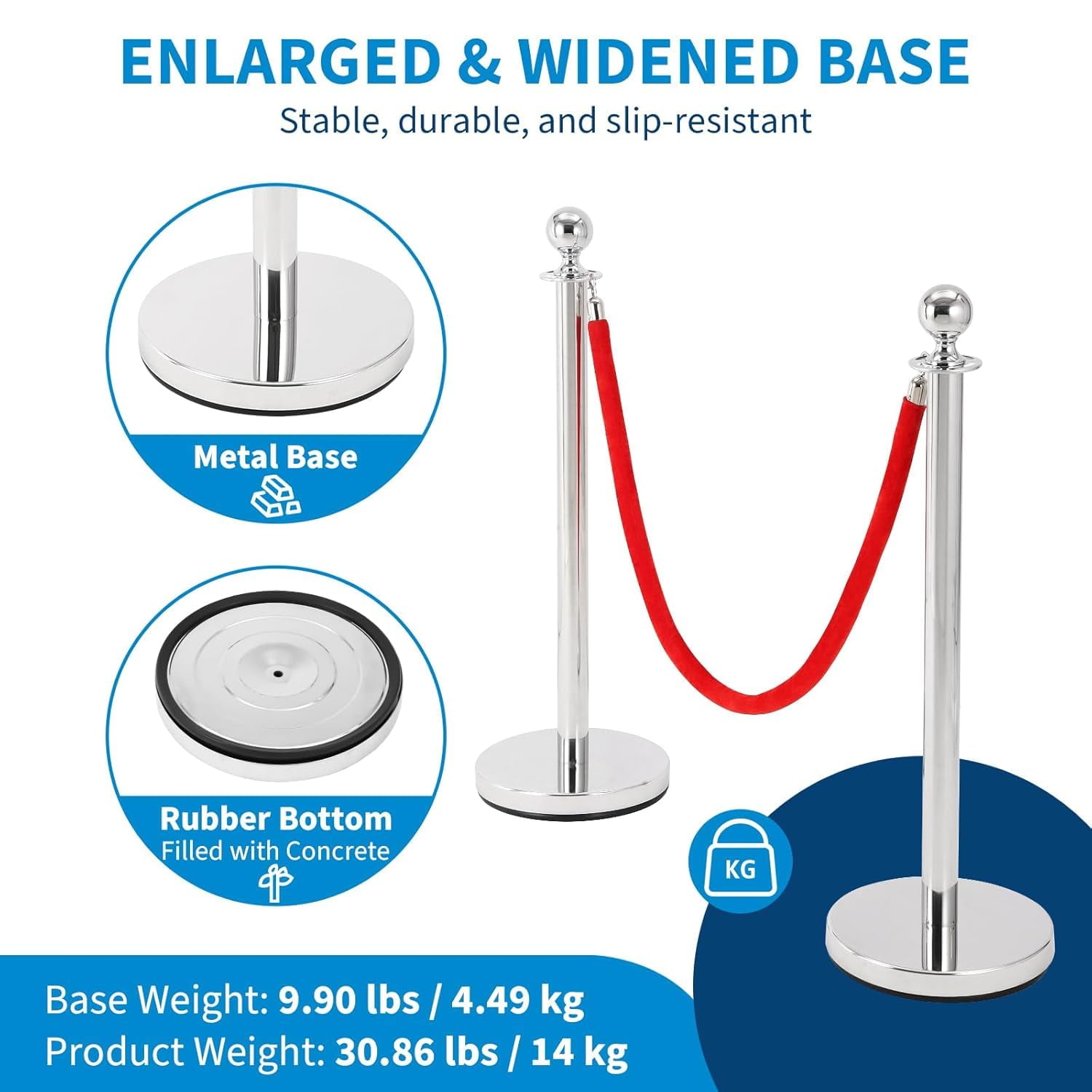 Yesurprise 6PCS Stainless Steel Stanchion Posts with 2x5ft Red Velvet ...