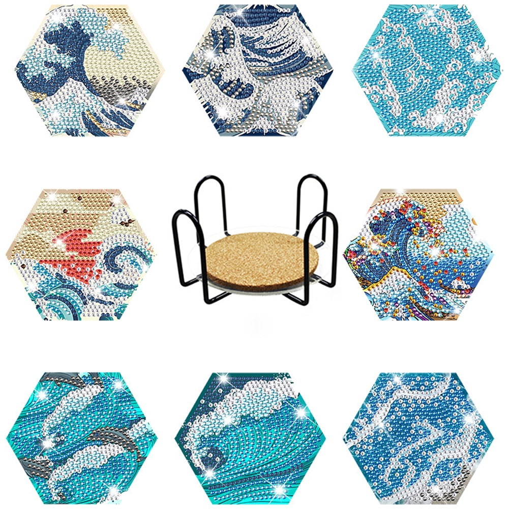 Yesurprise 8 Pcs Sea Wave Printing Coasters in Home Handmade Diy ...