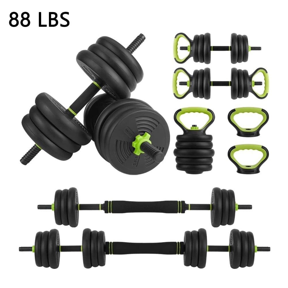 Yesurprise 88LBS Adjustable Dumbbells Set, 4-in-1 Barbell Kettlebells ...