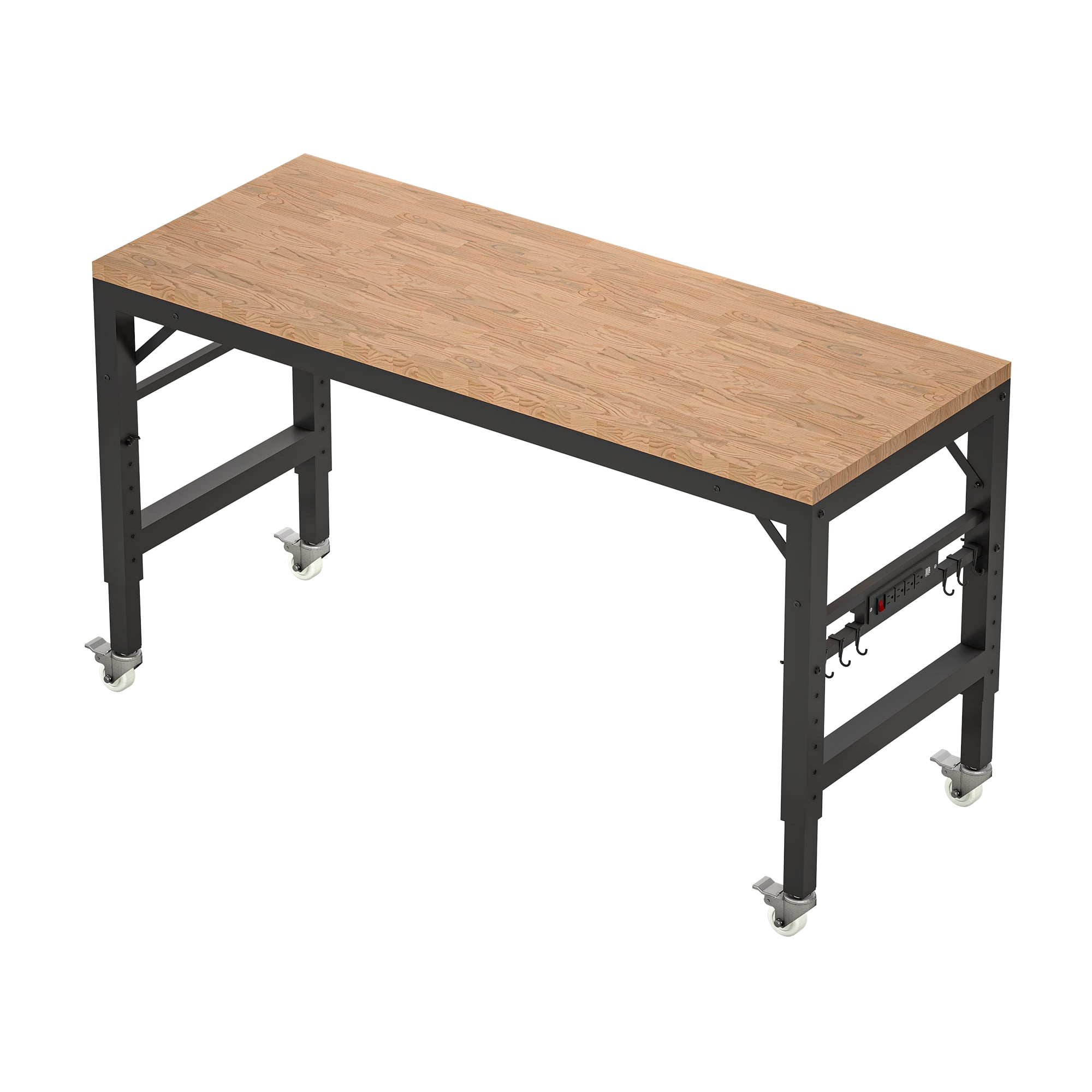 Yesurprise Adjustable Workbench for Garage, Rubber Wood Heavy Duty ...