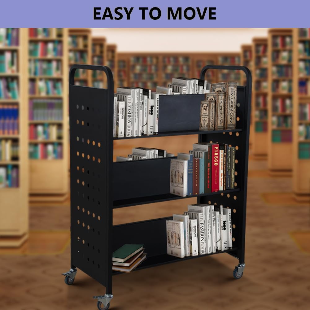 Yesurprise Book Cart 200 lbs Library Cart Rolling Book Cart Single ...