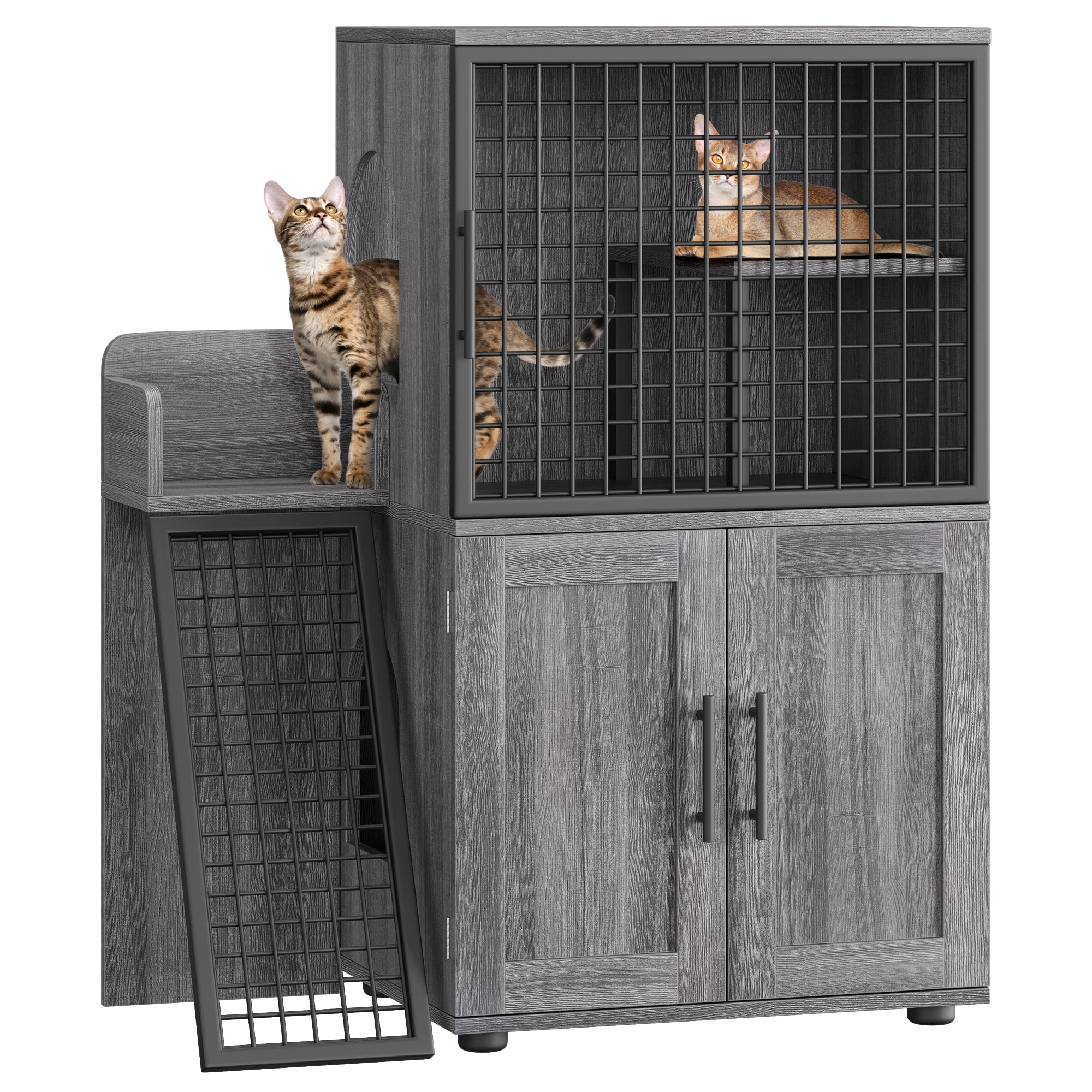 Yesurprise Cat Litter Box Enclosure with Platform Double Layer Cat ...