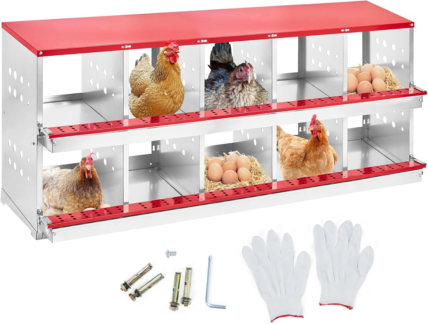 Yesurprise Chicken Nesting Box with 8 Compartments Chicken Egg Laying ...