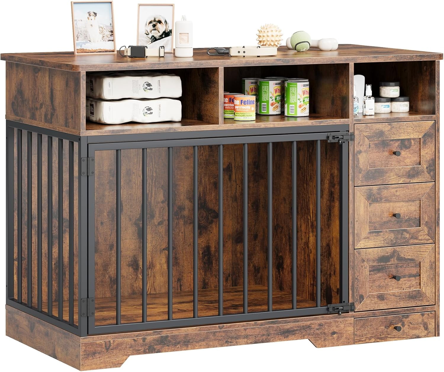 Yesurprise Dog Crate Furniture for Medium Small Dogs, Wooden Dog Kennel ...