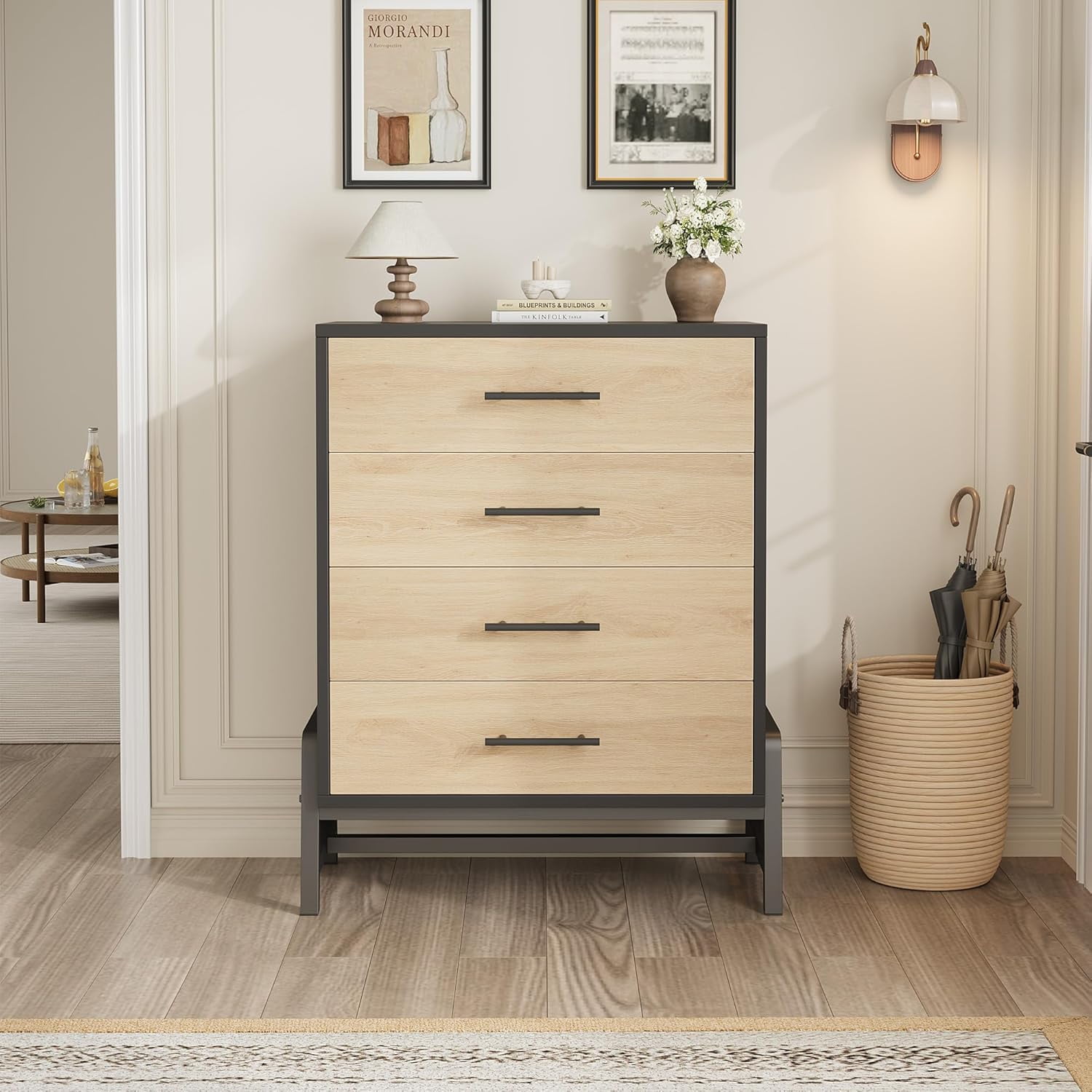 Yesurprise Dresser for Bedroom with Mirror & Storage, 4-Drawer Multi ...