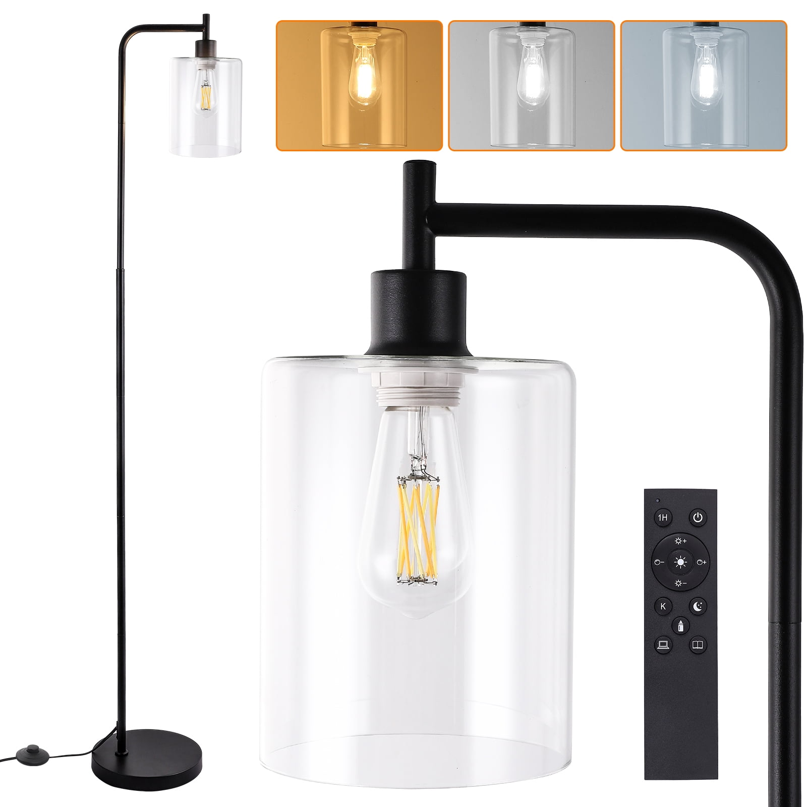 Yesurprise Floor Lamps for Living Room with Glass lampshade Modern ...