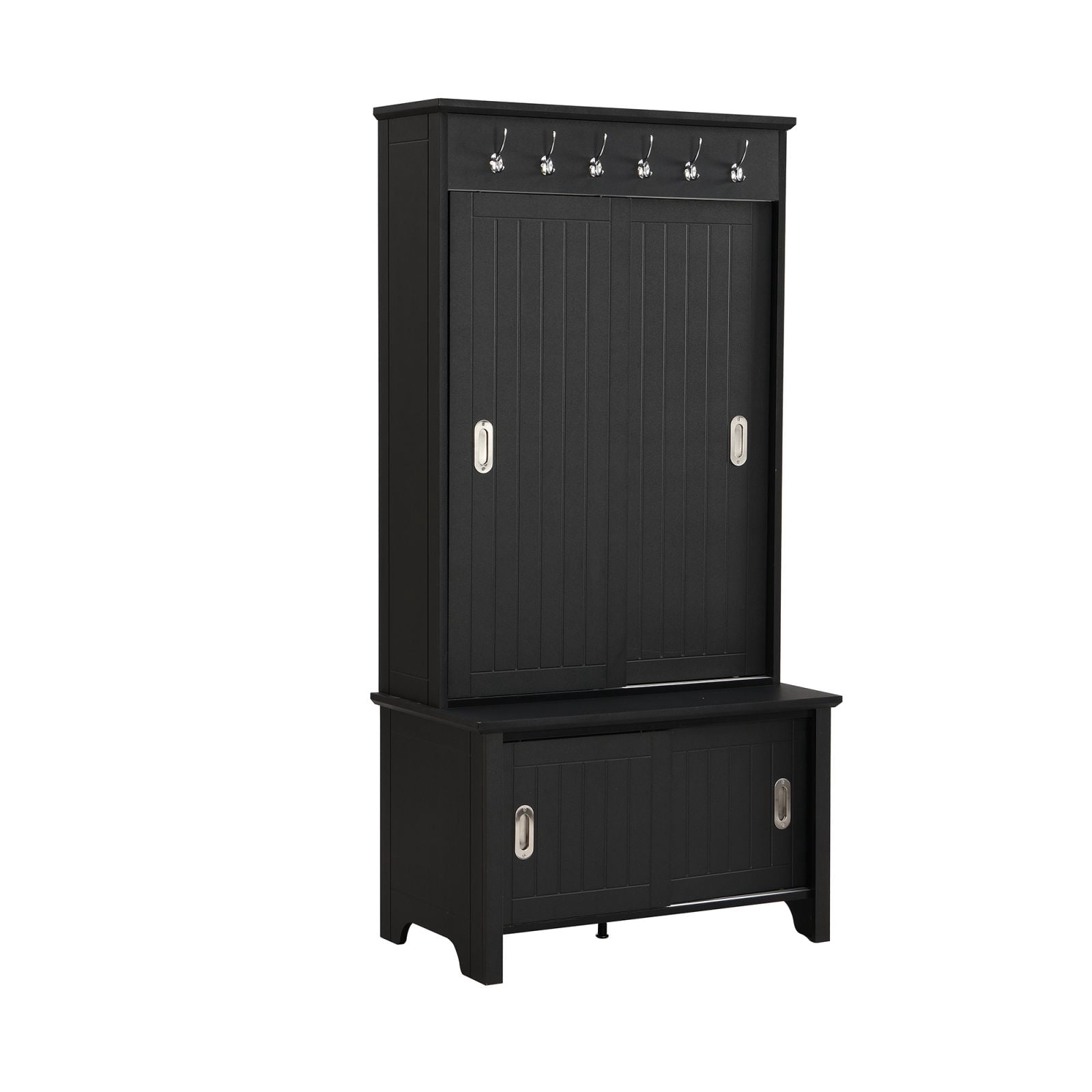 Yesurprise Hall Tree with Sliding Doors Wooden Shoe Cabinet with ...