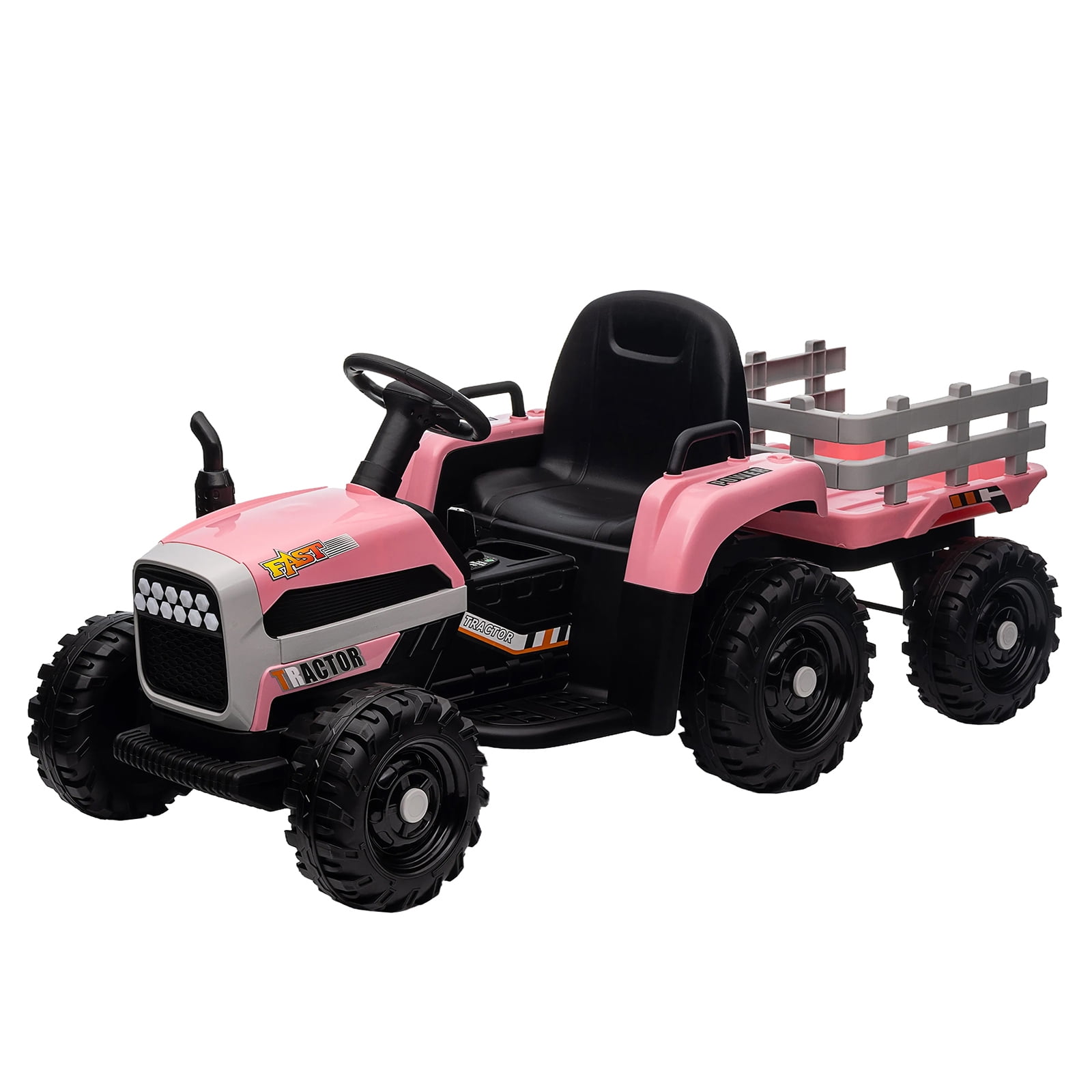 Yesurprise Kids Ride on Tractor with Trailer 12V Battery Powered 3 ...