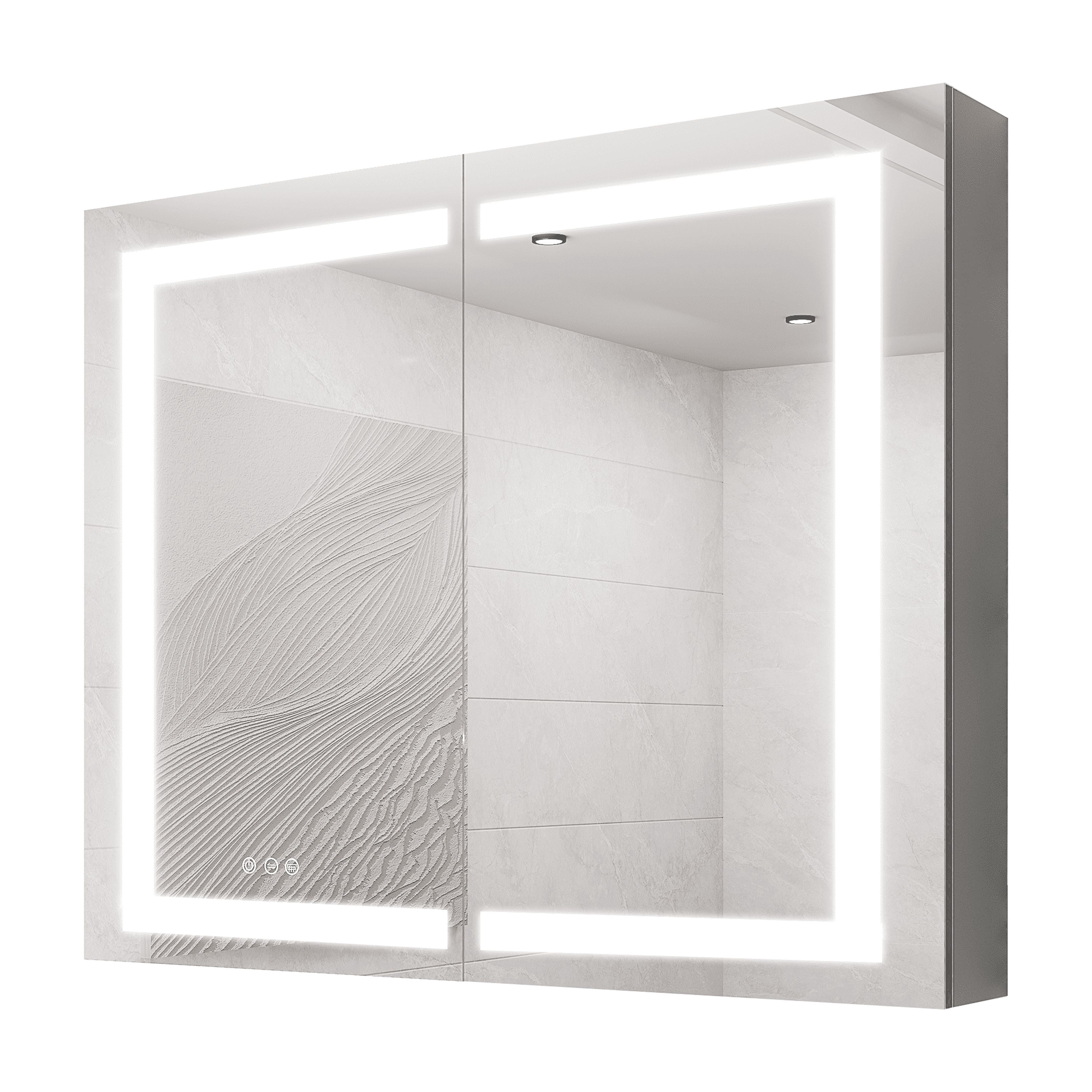 Yesurprise Lighted Cabinet, 36x24 Inch Bathroom Cabinet with Double ...