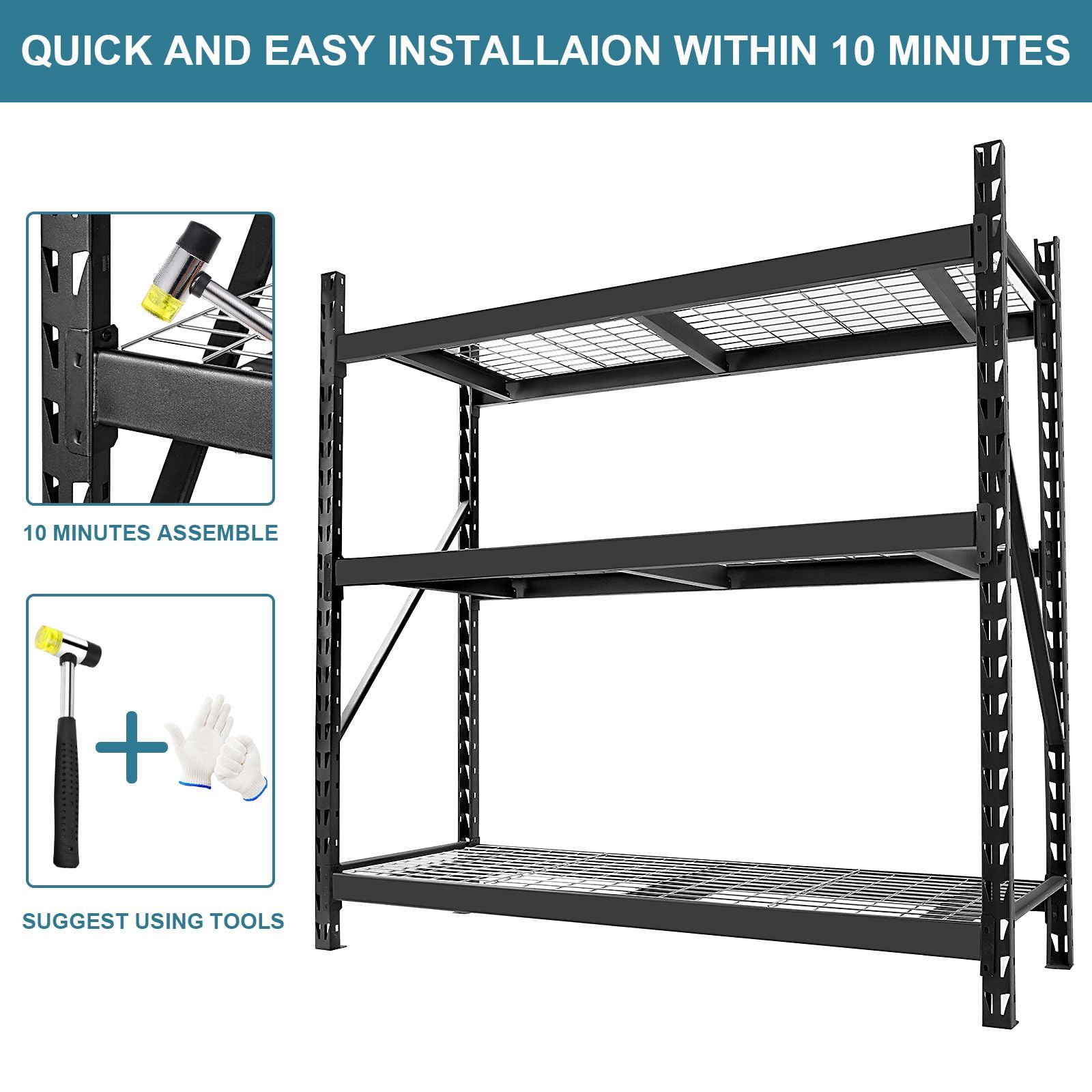 Yesurprise Metal Garage Shelving 3 Tier 6000LBS Heavy Duty Adjustable ...