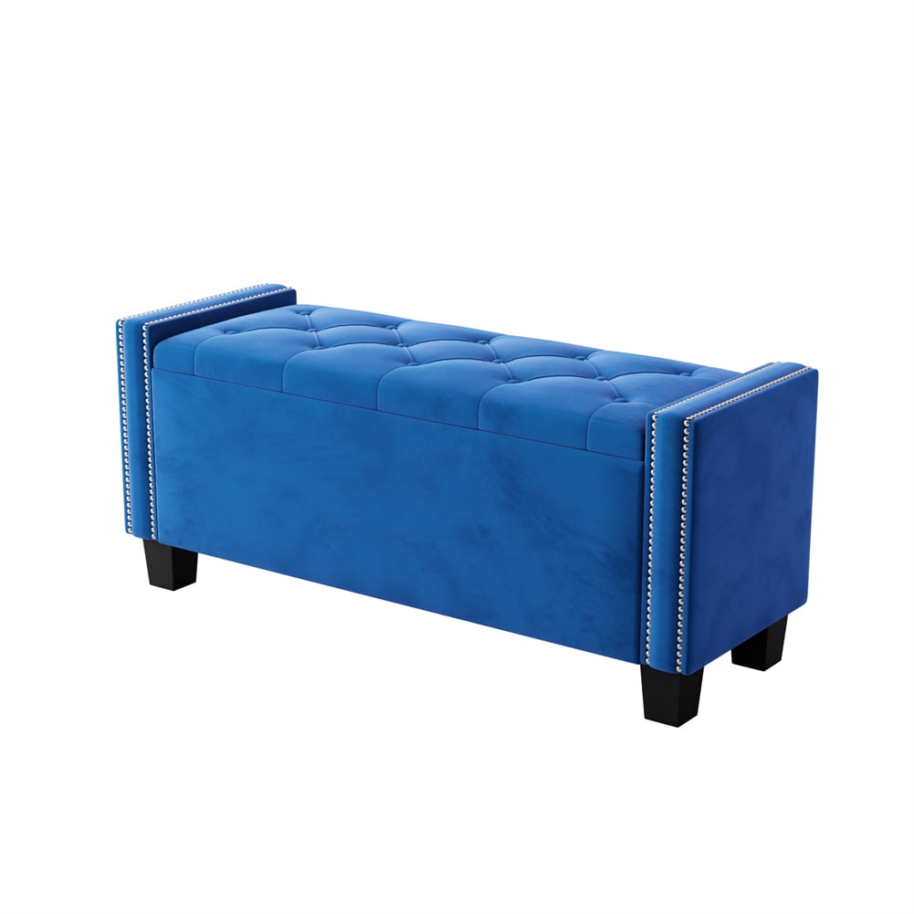 Yesurprise Modern Ottoman Bench with Storage, 47.4in Velvet Footrest ...