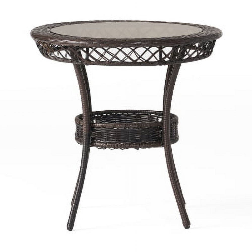 Yesurprise Outdoor Round Dining Table, All-Weather Wicker Coffee Table ...