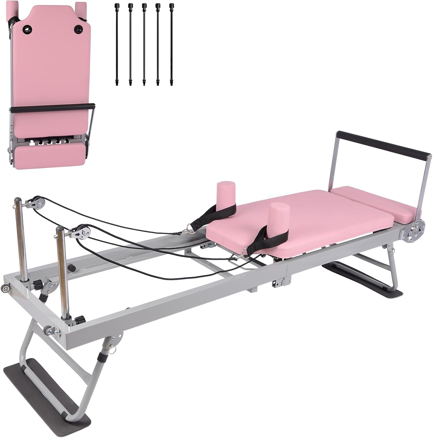 Yesurprise Pink Pilates Reformer Machine 77.5" Foldable Pilates ...