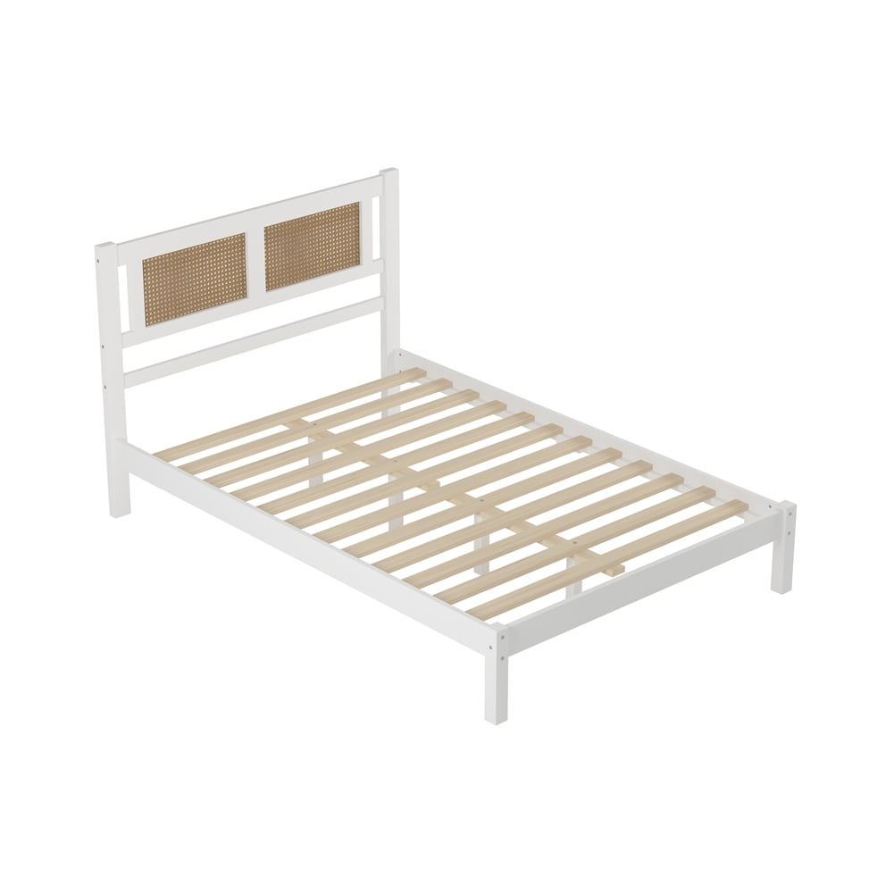 Yesurprise Queen/Full Bed Frame, Wooden Platform Bed with Natural ...