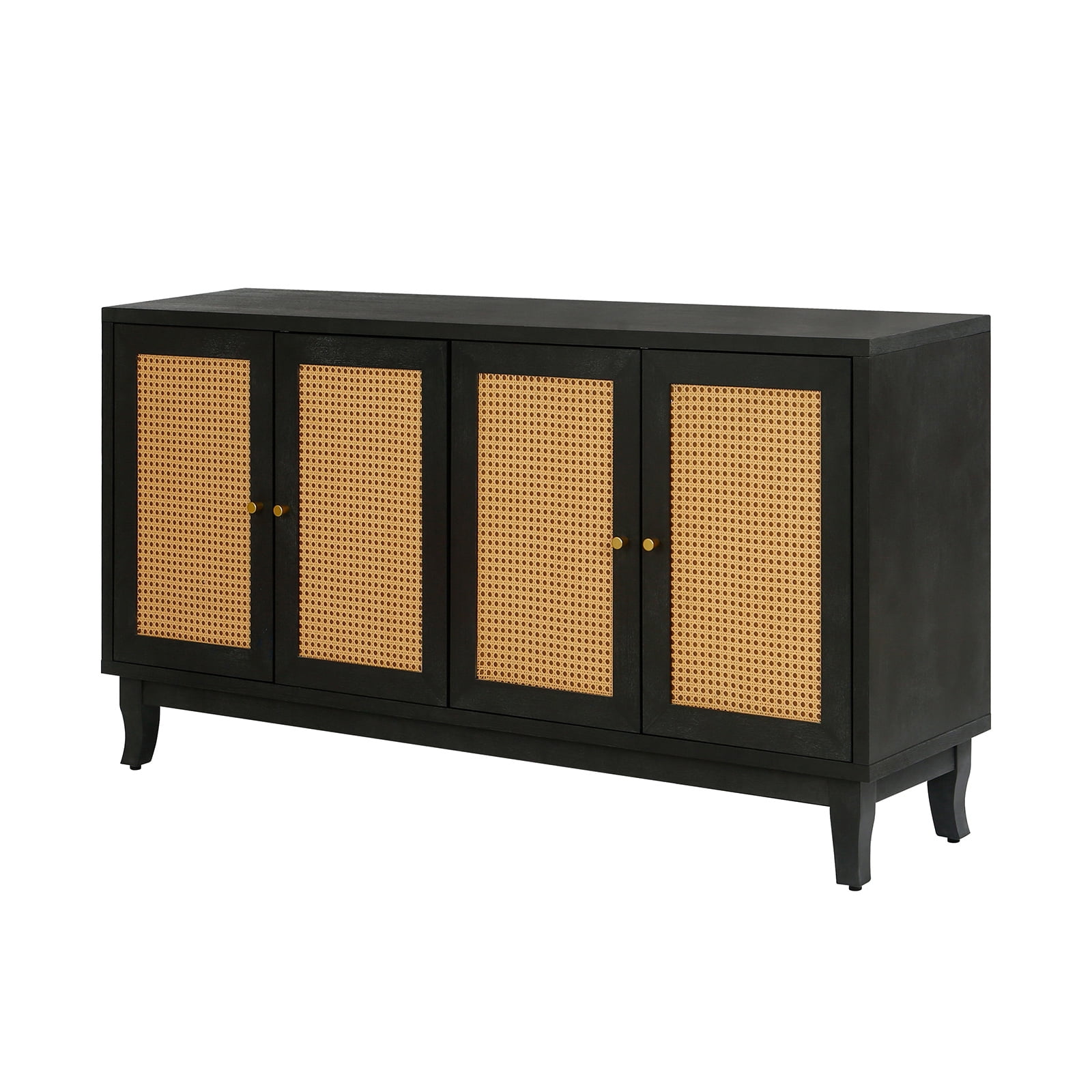 Yesurprise Rattan Sideboard Buffer Cabinet with 4 Rattan Doors Modern ...