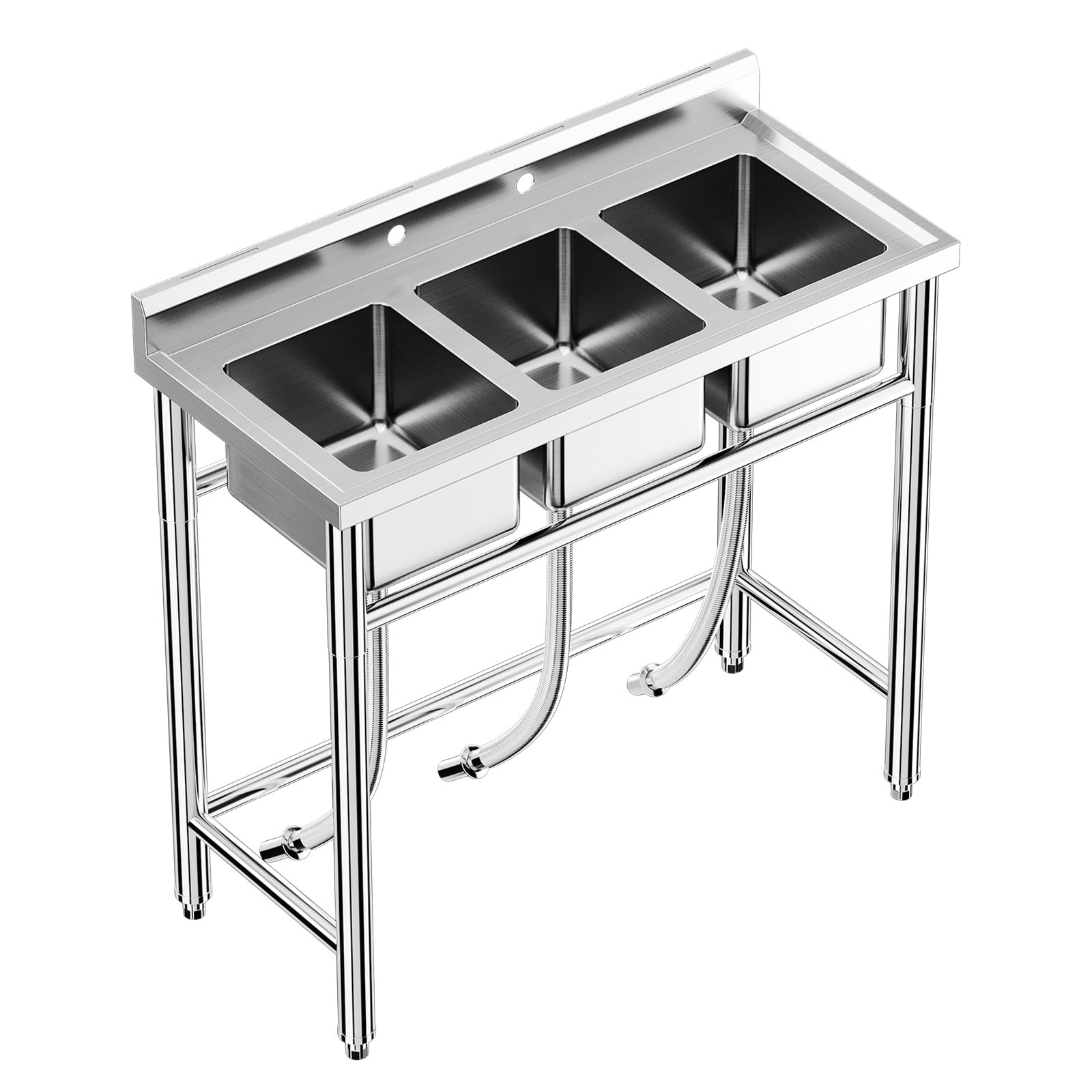 Yesurprise Stainless Steel 3-Compartment Sink Freestanding Hot & Cold ...