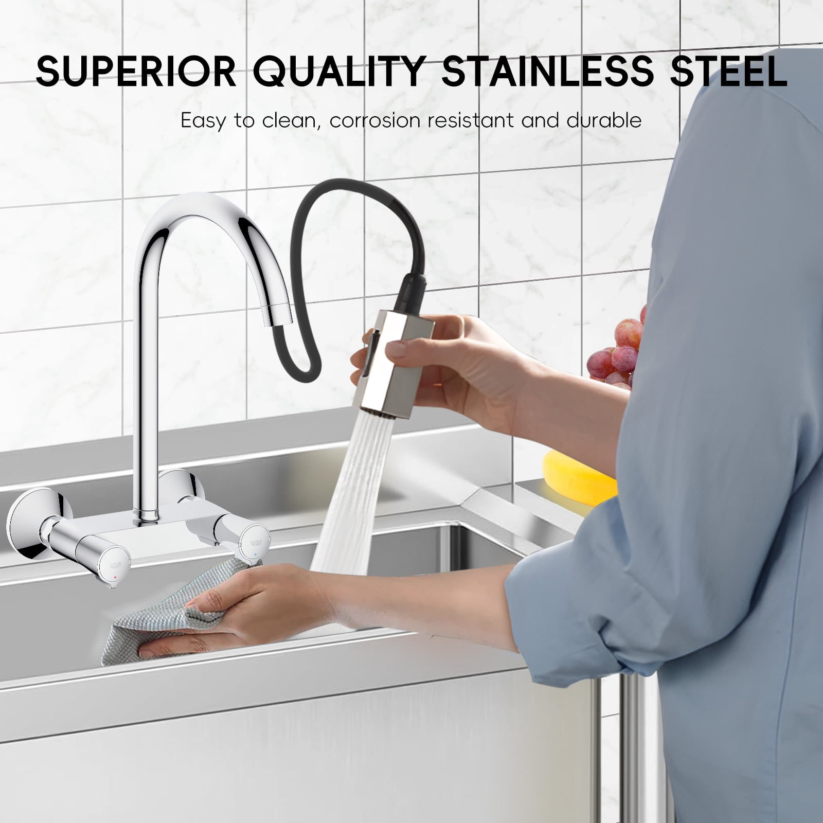 Yesurprise Stainless Steel Double Bowl Utility Sink Freestanding for ...