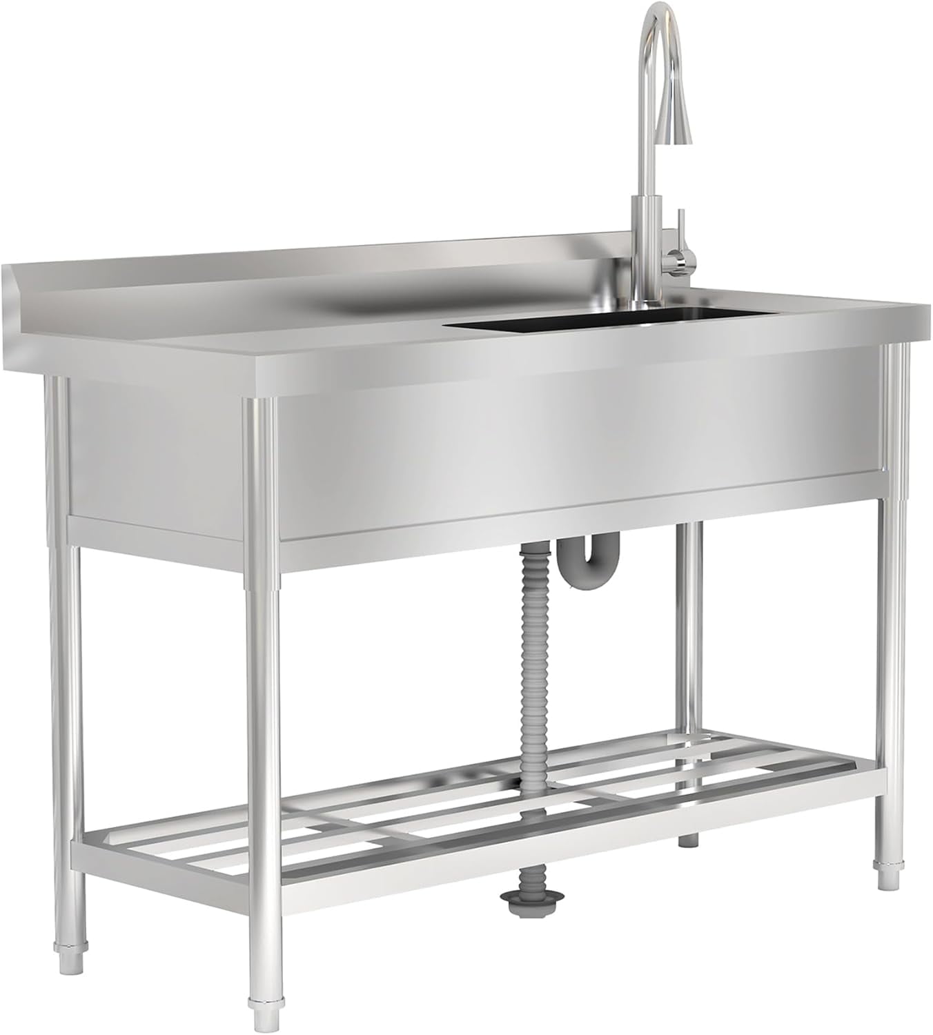 Yesurprise Stainless Steel Utility Sink, Free Standing Single Bowl ...