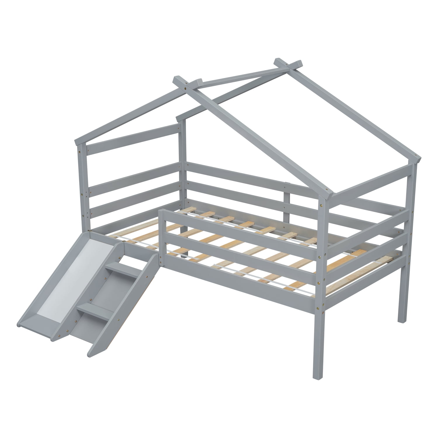 Yesurprise Twin Low Loft House Bed with Slide, Ladder, Safety ...