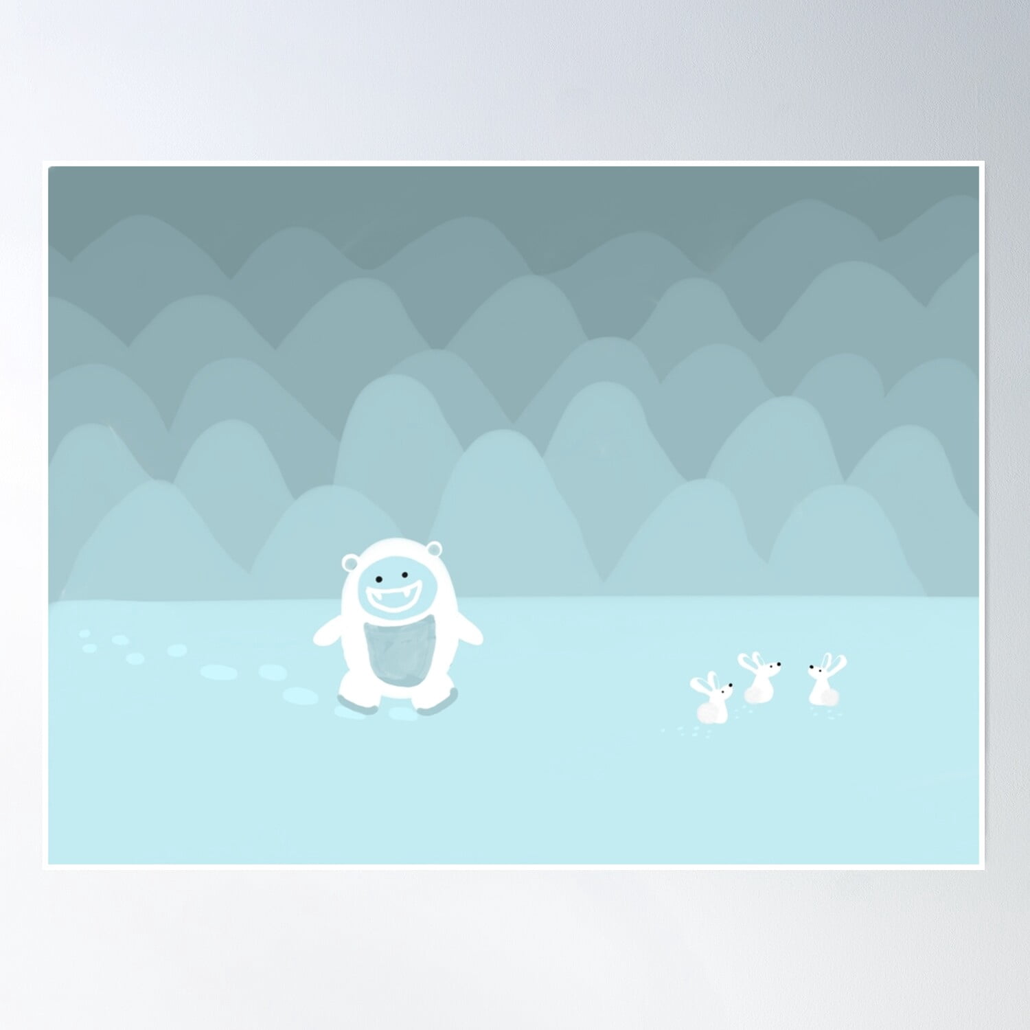 Yeti And Bunnies In Winter By Jennifer Star Poster Wall Art, Modern ...