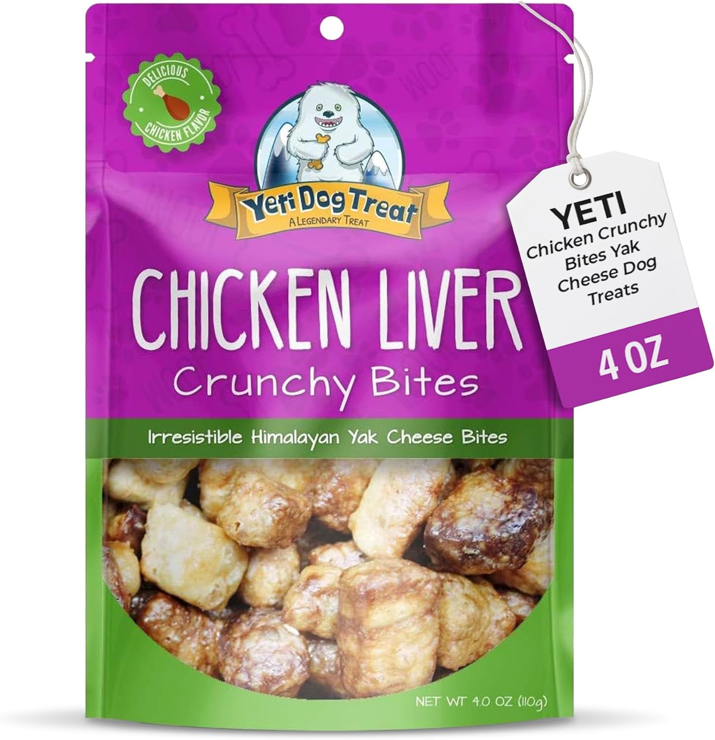 Yeti Chicken Liver Crunchy Bites Yak Cheese Dog Treats, 4 Oz - Walmart.com