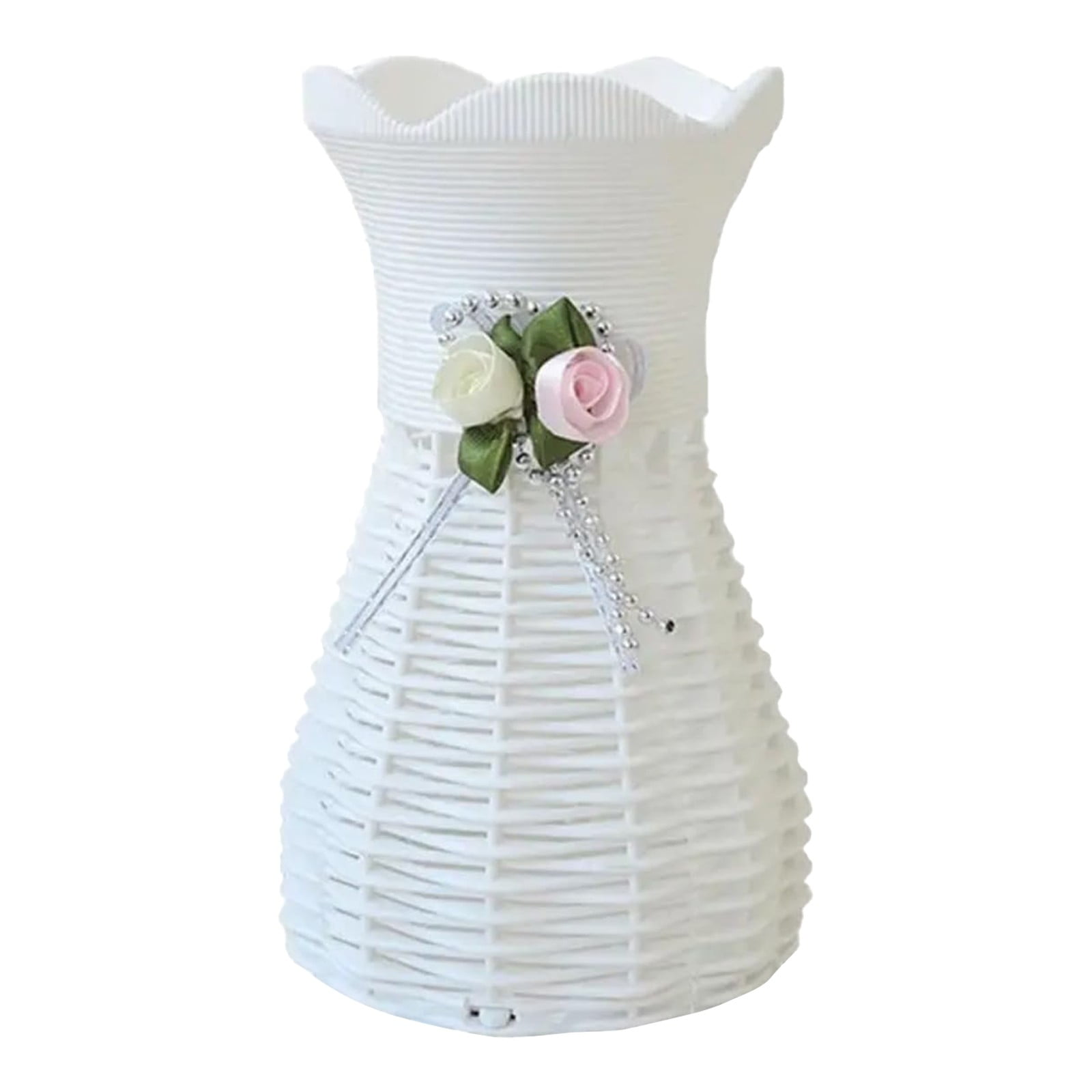 Yettn Flower Vase Basket,Artificial Rattan Vases,Plastic Woven Rattan ...