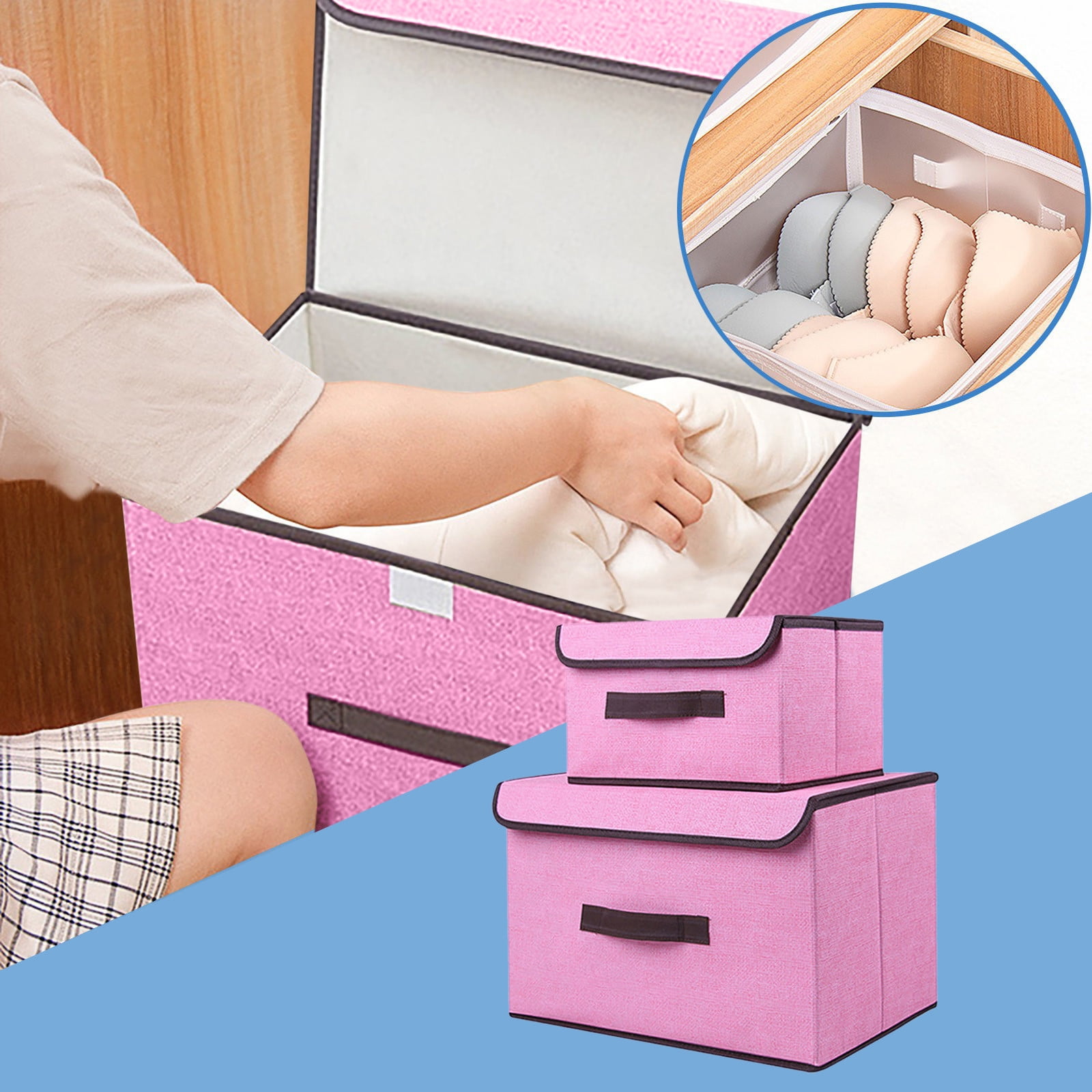 Yeucho Storage Bins with Lids Storage Box Foldable Clothing Sundries ...