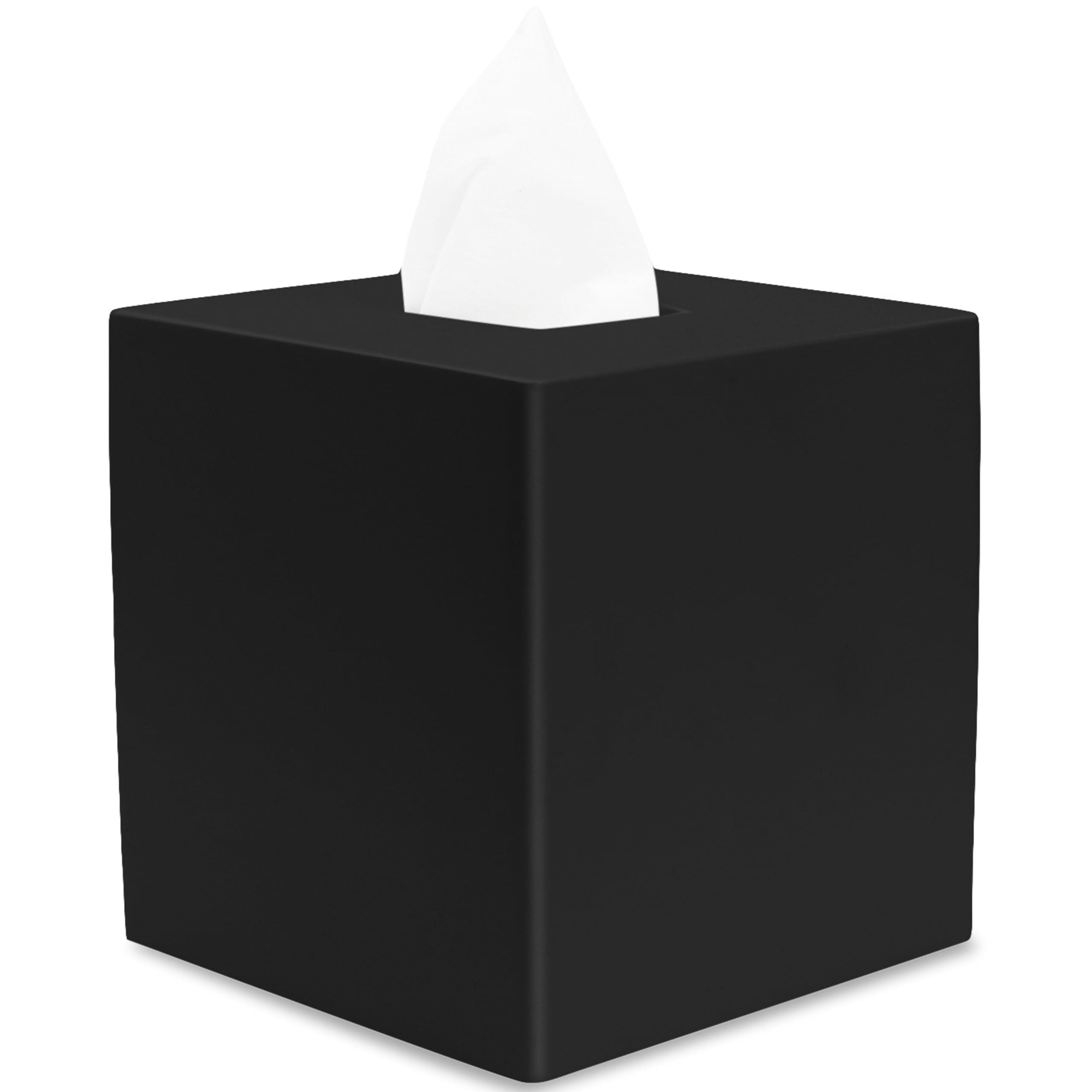 Yew Design Matte Black Square Tissue Box Cover, Decorative Tissue Box ...