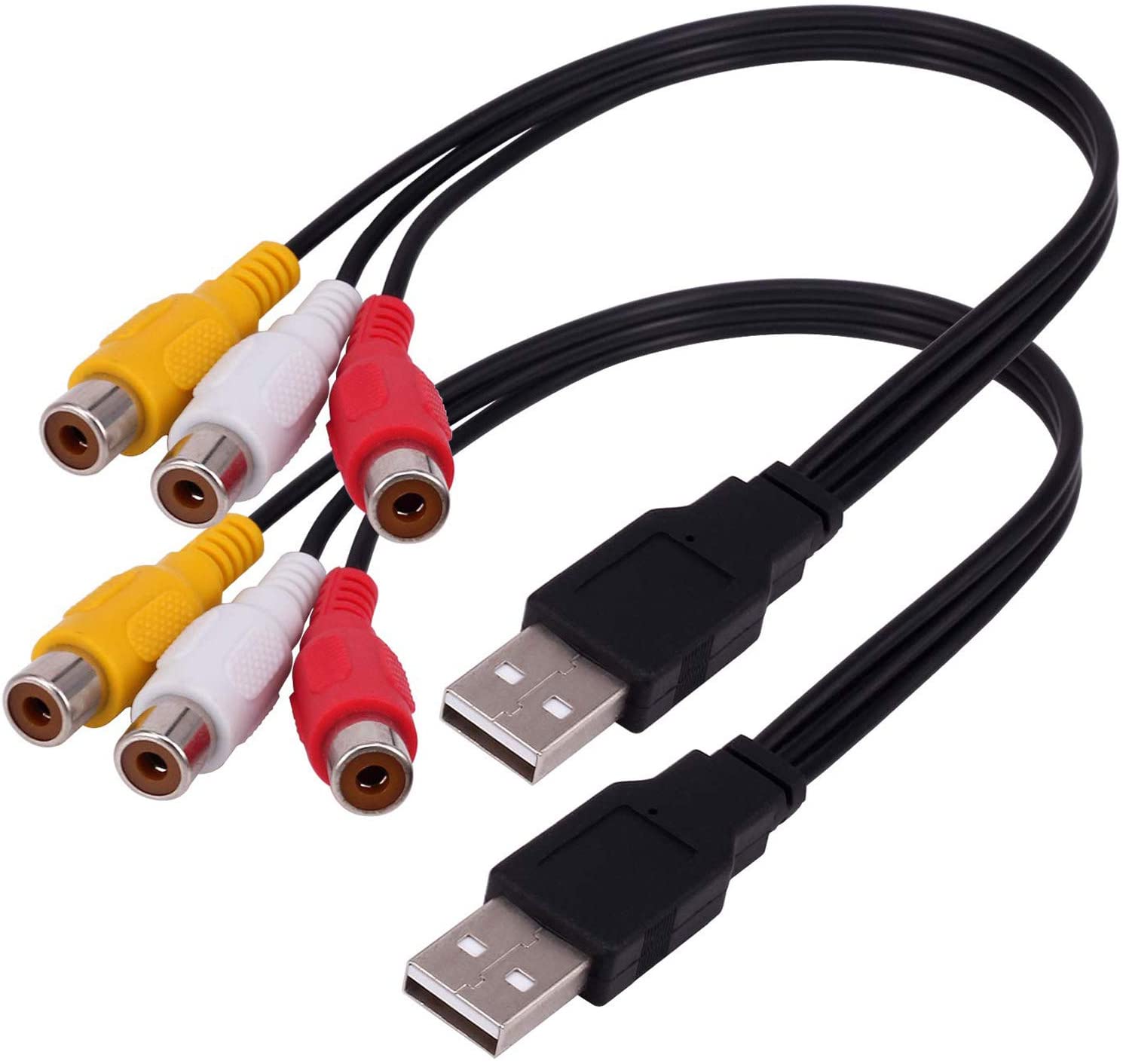 Yeworth USB to 3RCA Cable, [2 Pack] 0.25m USB Male to 3 RCA Female Jack ...