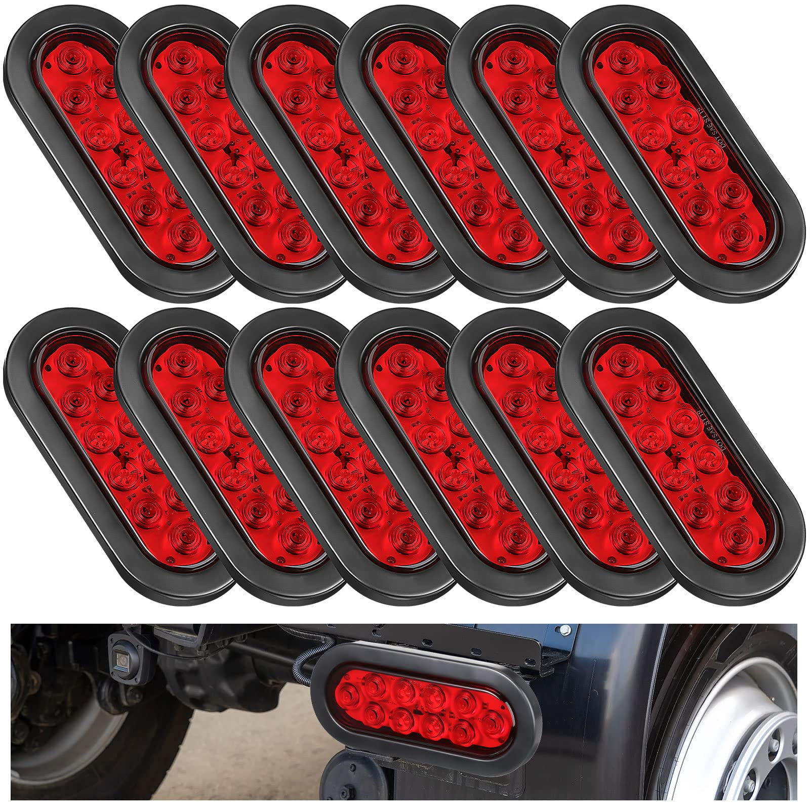 Yexiya 12 Pack 6 YPF5 Inch Oval LED Trailer Light Kit 10 LED Stop ...