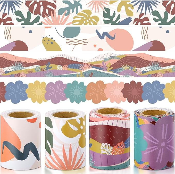 Yexiya 4 Rolls 131 ft Wonderfully Wild Bulletin Board Borders Boho ... Yexiya 4 Rolls 131 ft Wonderfully Wild Bulletin Board Borders Boho ...