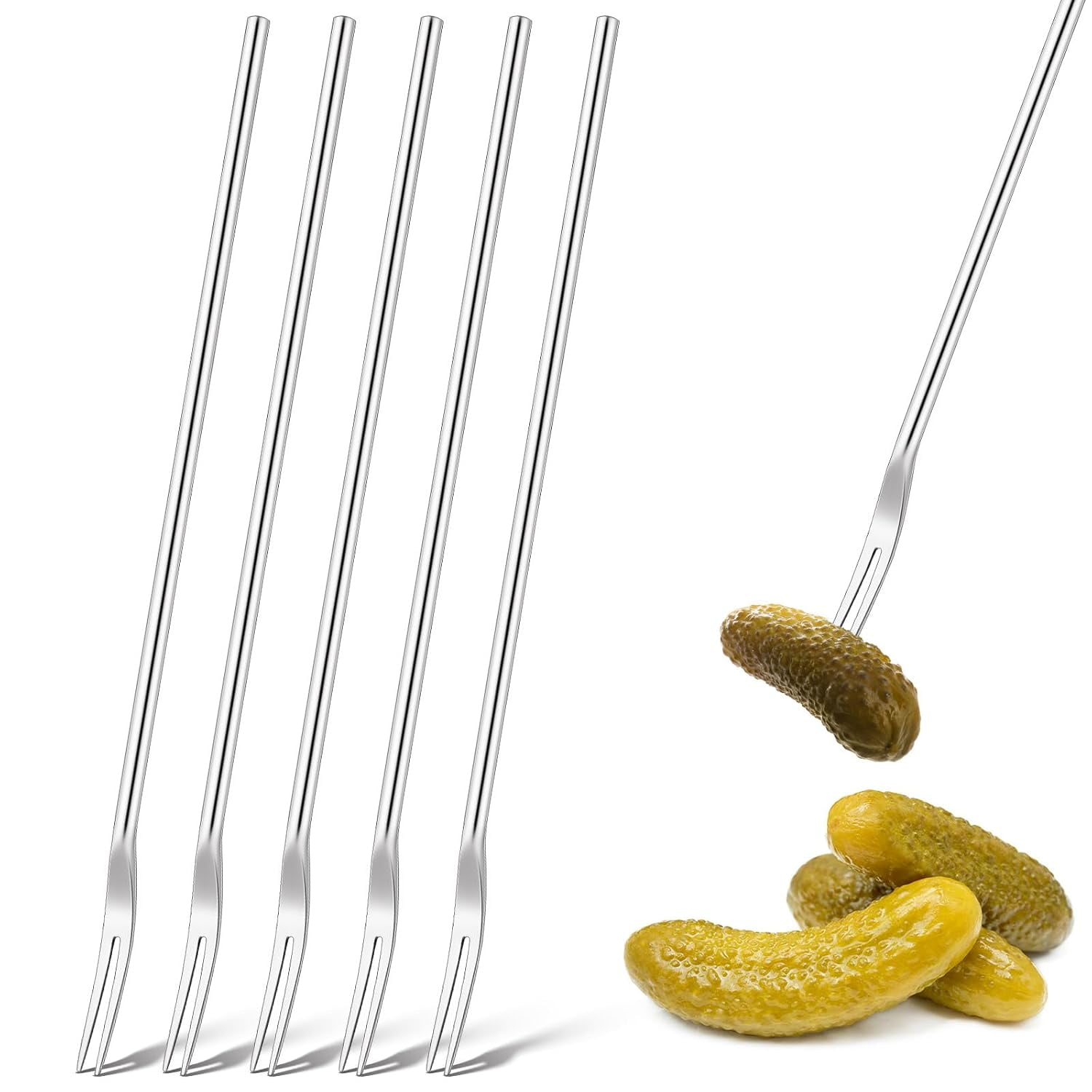 Yexiya 5 Pcs Pickle Fork 866 Inches Long Handle Olive Fork 304 ...