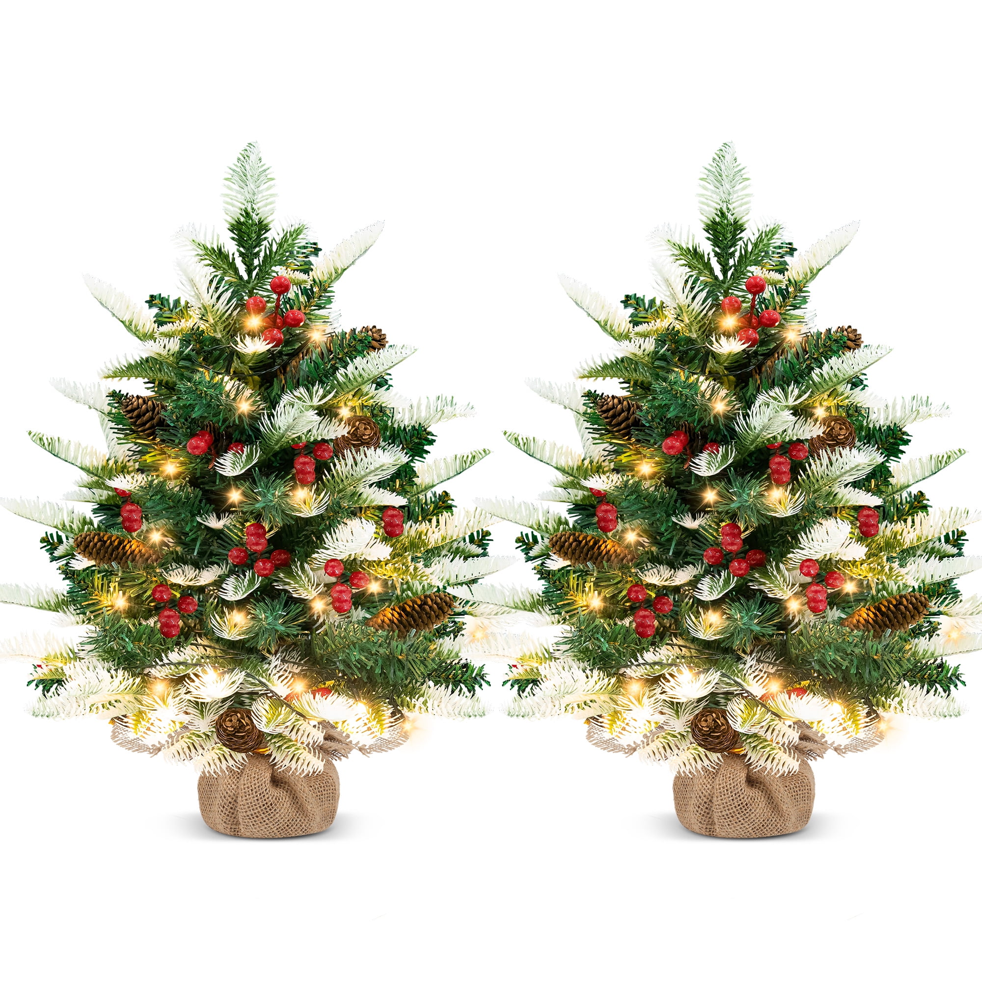 Yexmas 2PCS Mini Christmas Tree,24-inch Tabletop Artificial Christmas ...