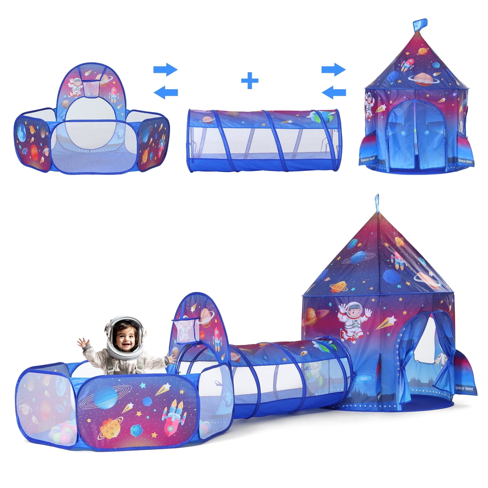 Yexmas 3 in 1 Kids Ball Pit, Play Tent, Crawling Tunnel for Toddlers ...
