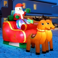 Large Gemmy Christmas Inflatable: Animated 7' Santa at North Pole Taffy ...