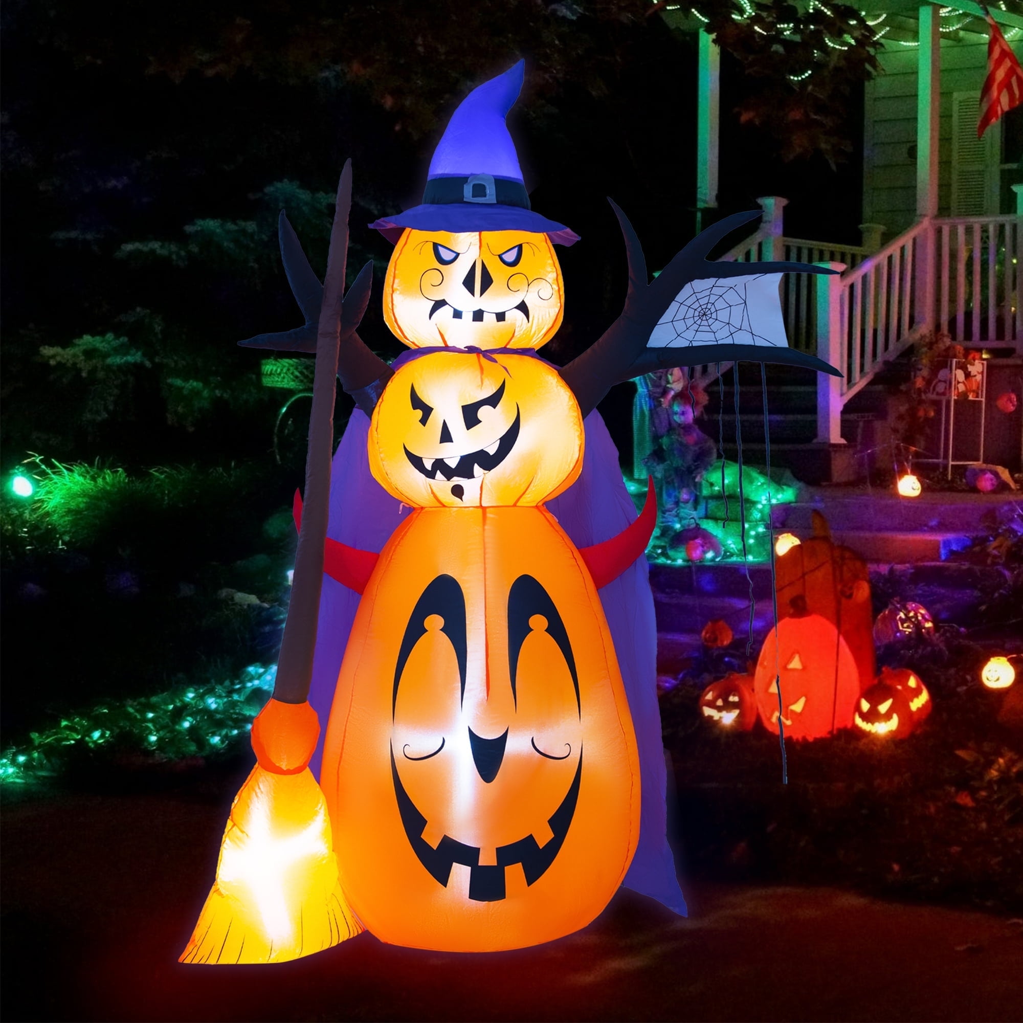Yexmas 6 Ft Outdoor Halloween Inflatable Pumpkins Stack Spooky Yard