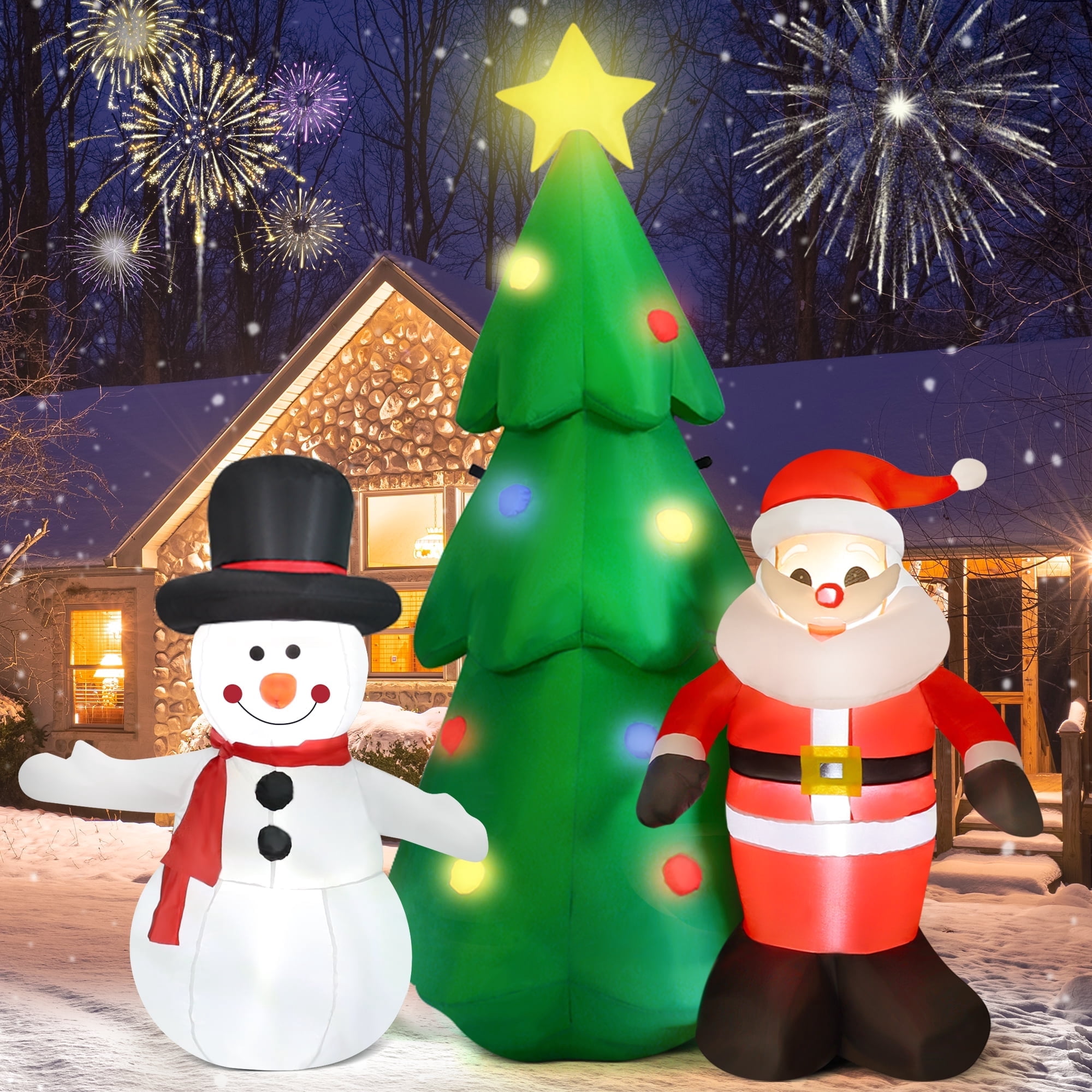 Yexmas 6FT Christmas Tree Inflatables Outdoor Decorations with Santa ...