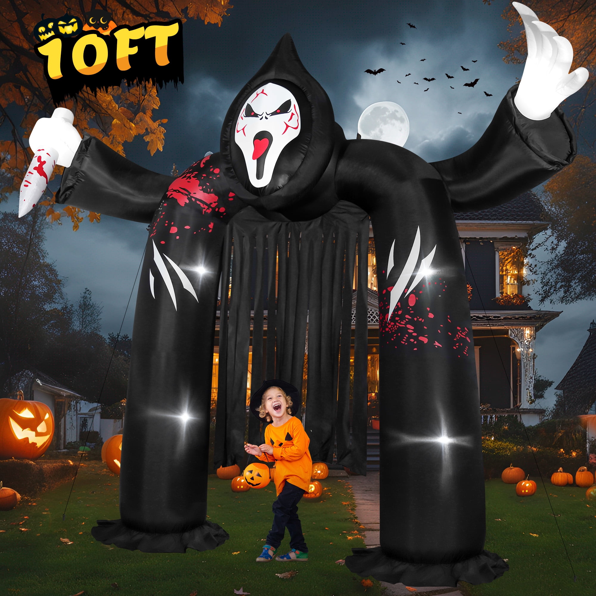 Yexmas 7Ft Halloween Outside Airblown Inflatable Witch with LED, Ideal ...